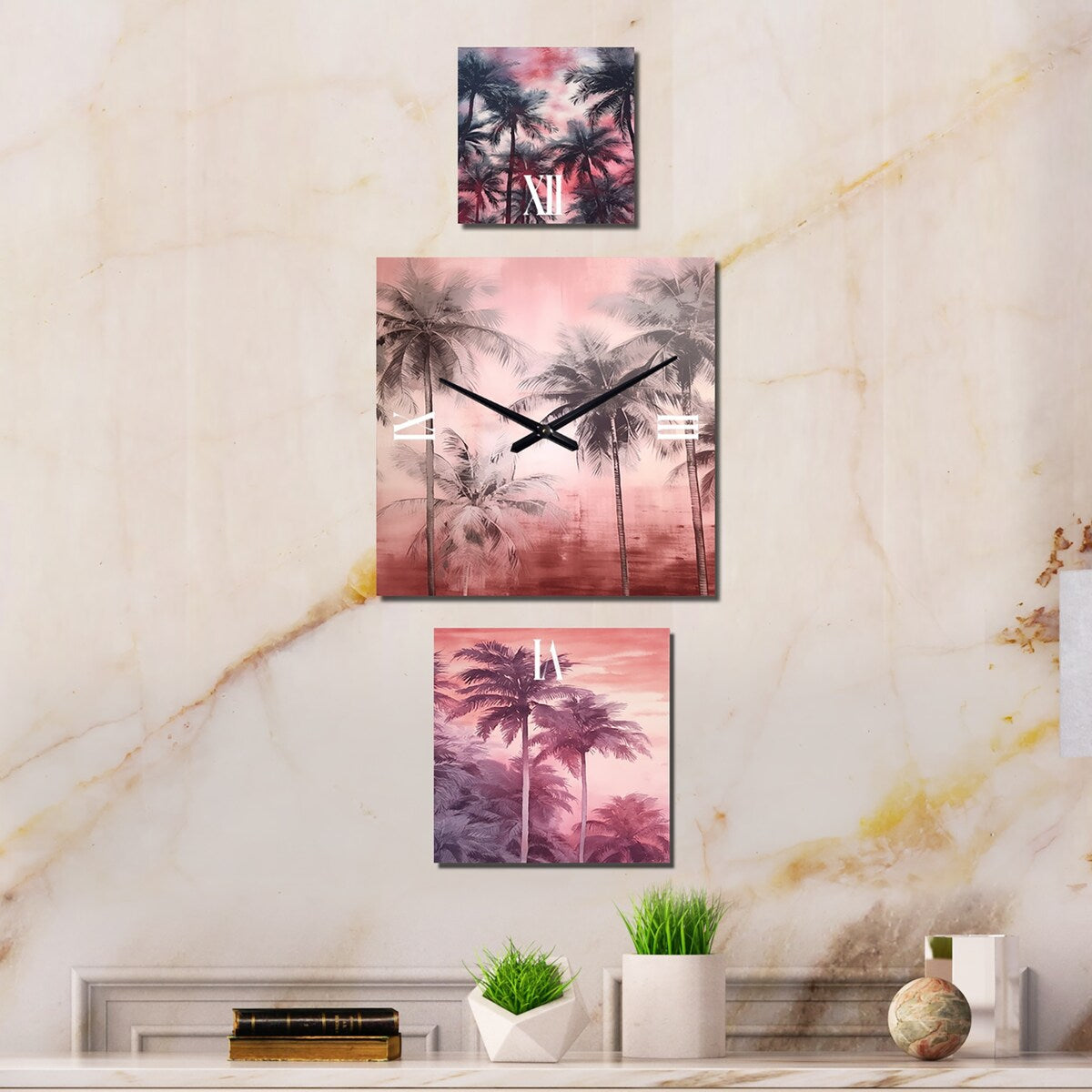 Designart Vintage Pink Palm Trees Shadows Palms And Palm Trees And Palm