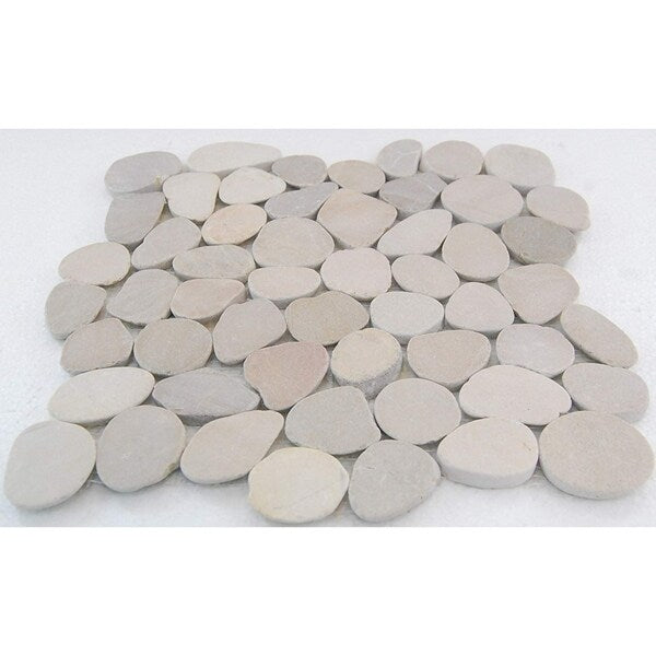 Interlocking Indonesia Flat Pebble Mesh Tiles 11 Pack Kitchen Bathr