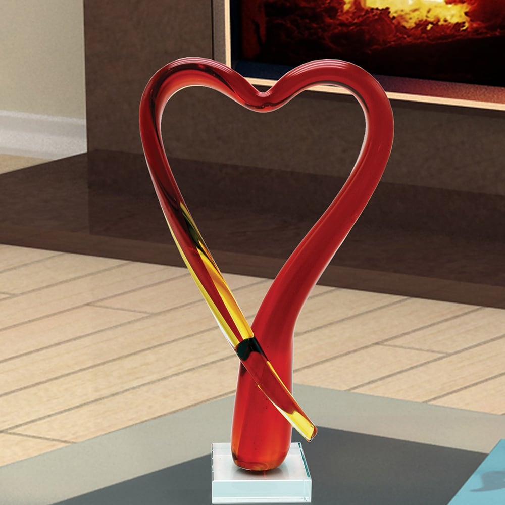 Opus Heart Handcrafted Art Glass Sculpture Overstock