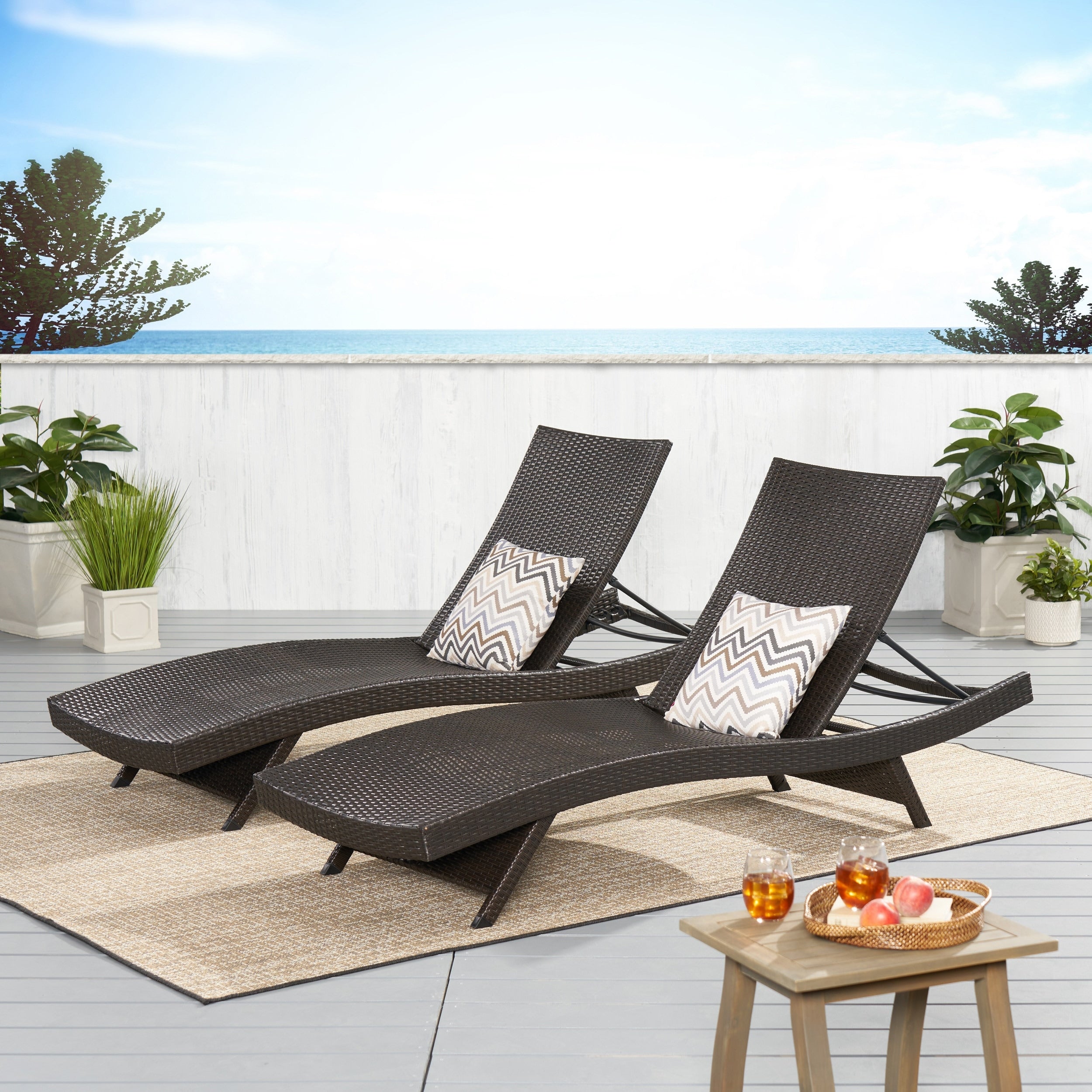 Salem Outdoor Brown Wicker Lounge Set of 2 by Christopher Knight Hom Overstock