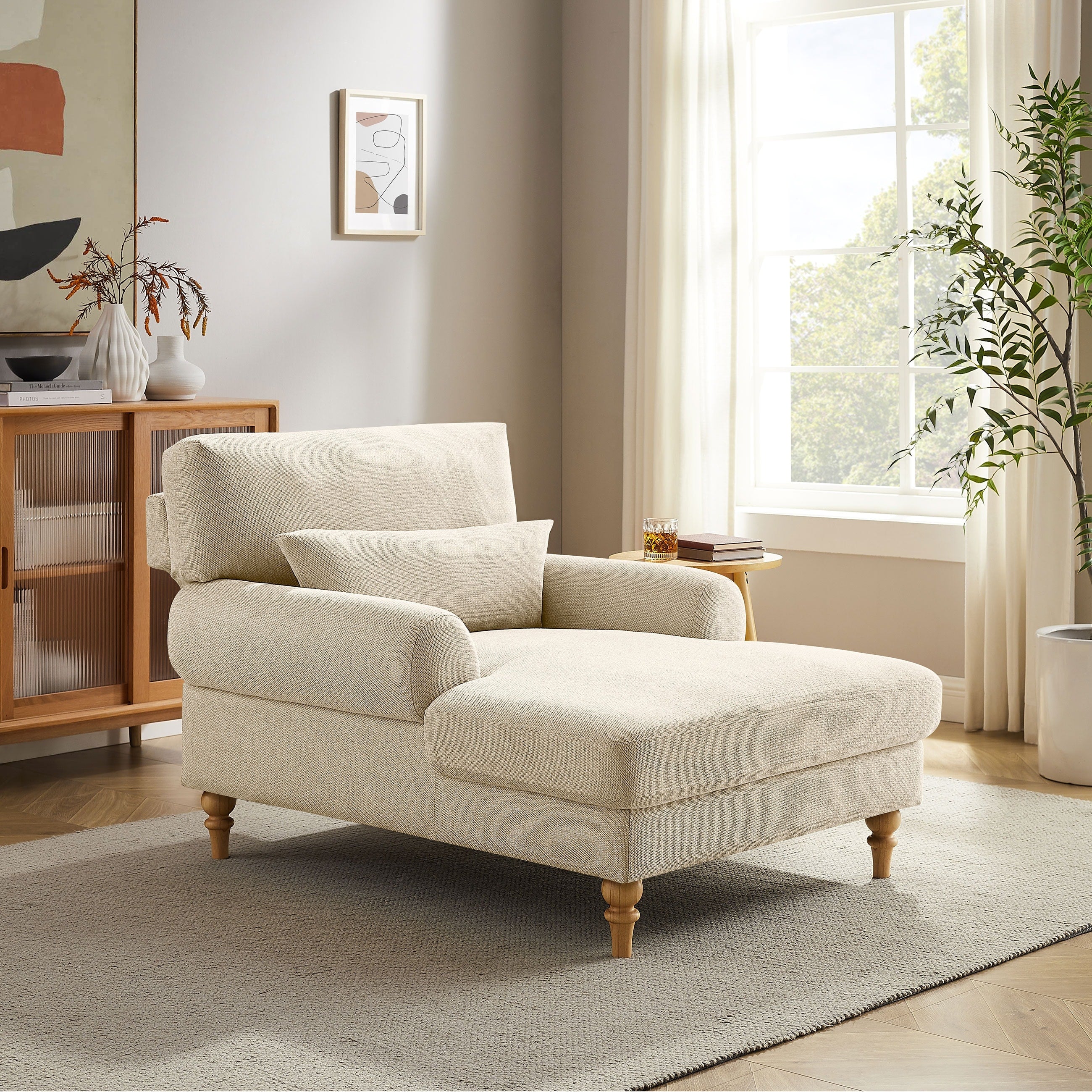 VANOMi 38.2 Upholstered Chaise Lounge Polyester Twill Accent Chair