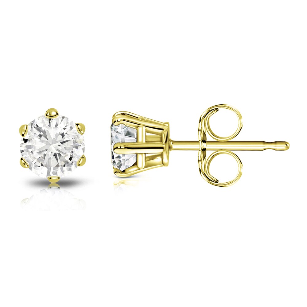 14k Gold 3 4ct TDW 6 Prong Round Solitaire Diamond Stud Earrings by Au