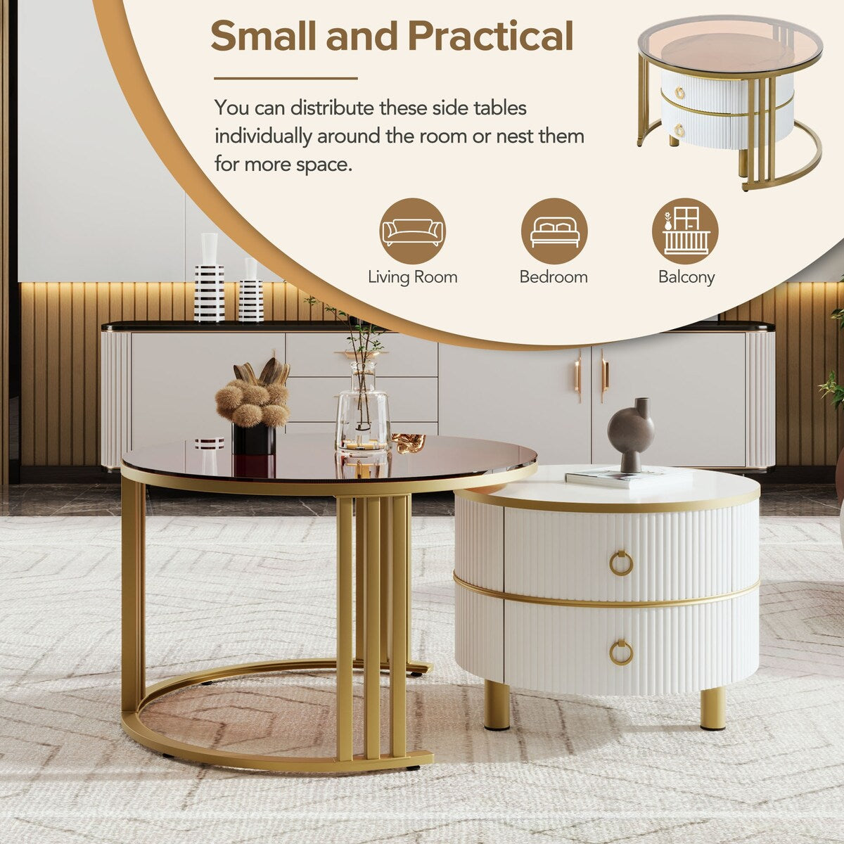 27.5 19.6 Stackable Coffee Table with 2 Drawers Brown Tempered G Overstock