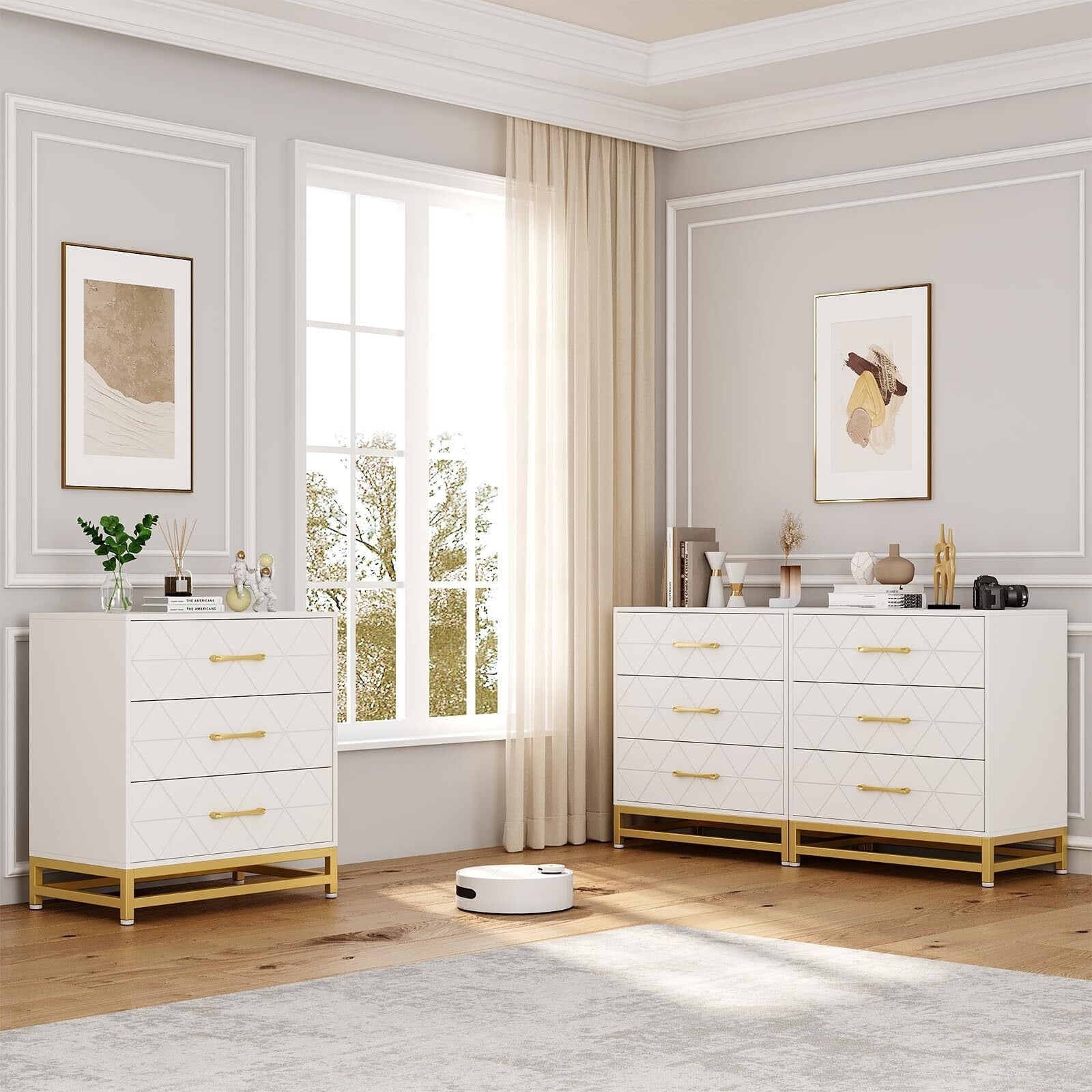 3 Drawer Dresser for Bedroom Modern Wood Dressers Chest of Drawers wi
