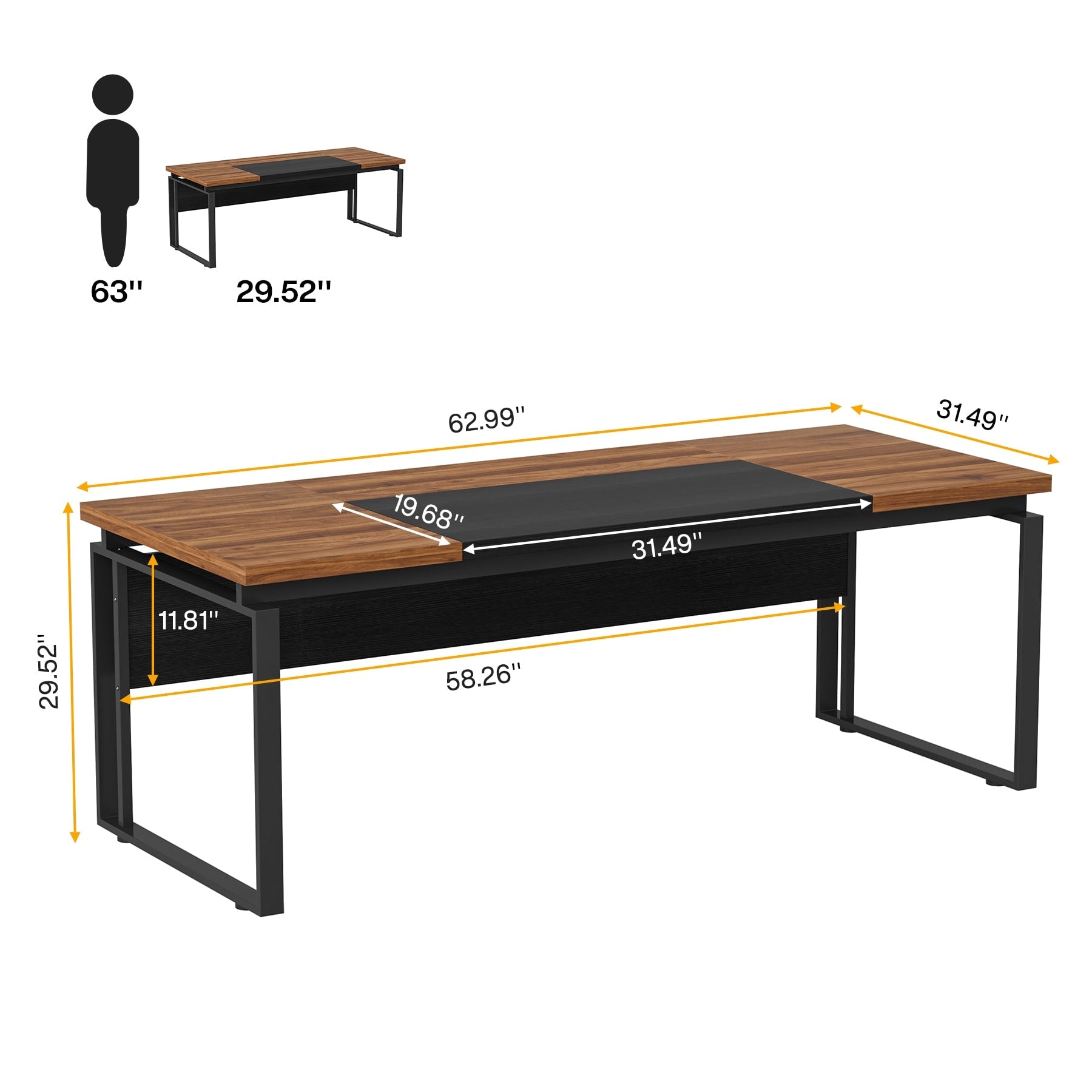 63 Modern Executive Computer Desk 5FT Home Office Desk Only Desk Overstock