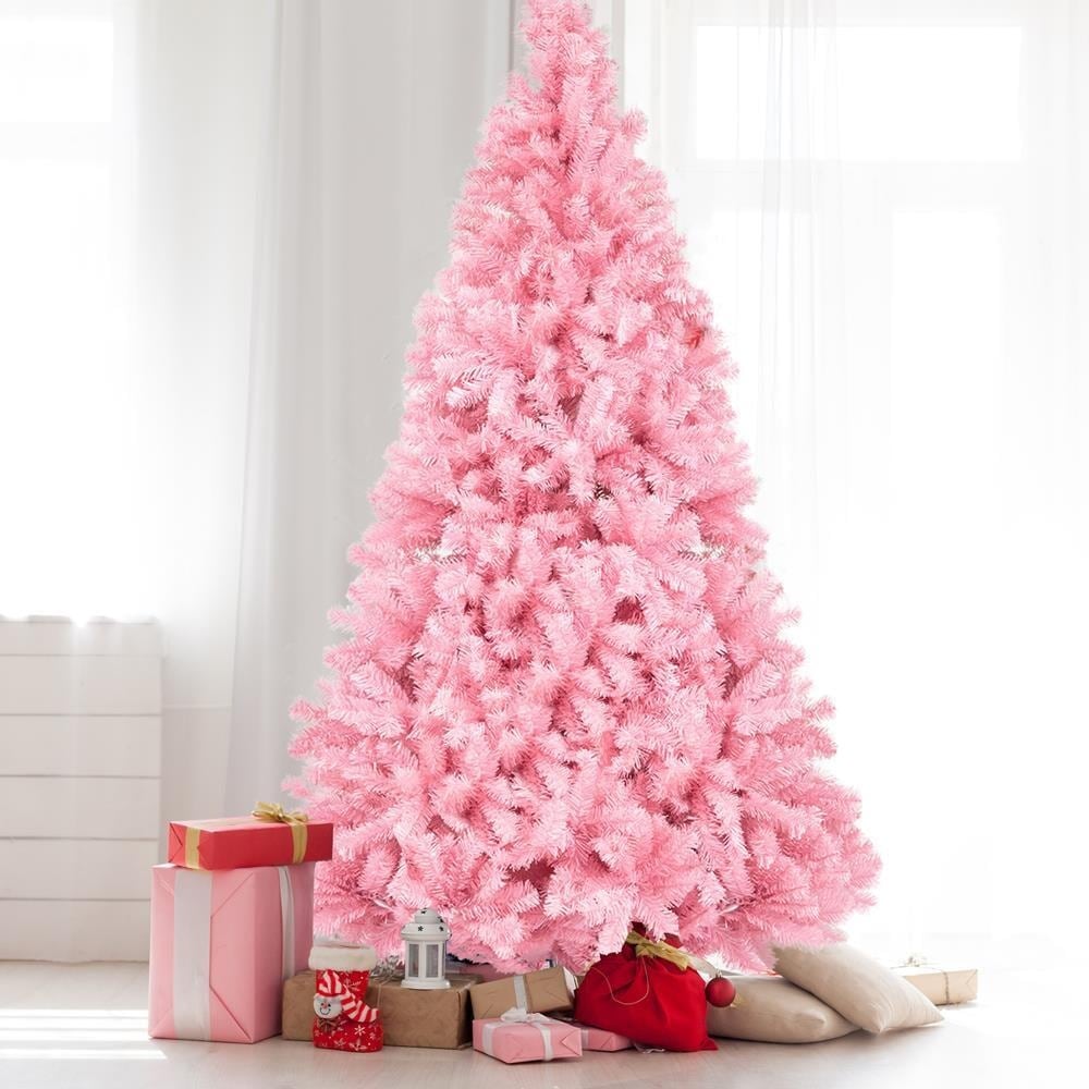 7 ft Pink Christmas Tree with Metal Stand Overstock