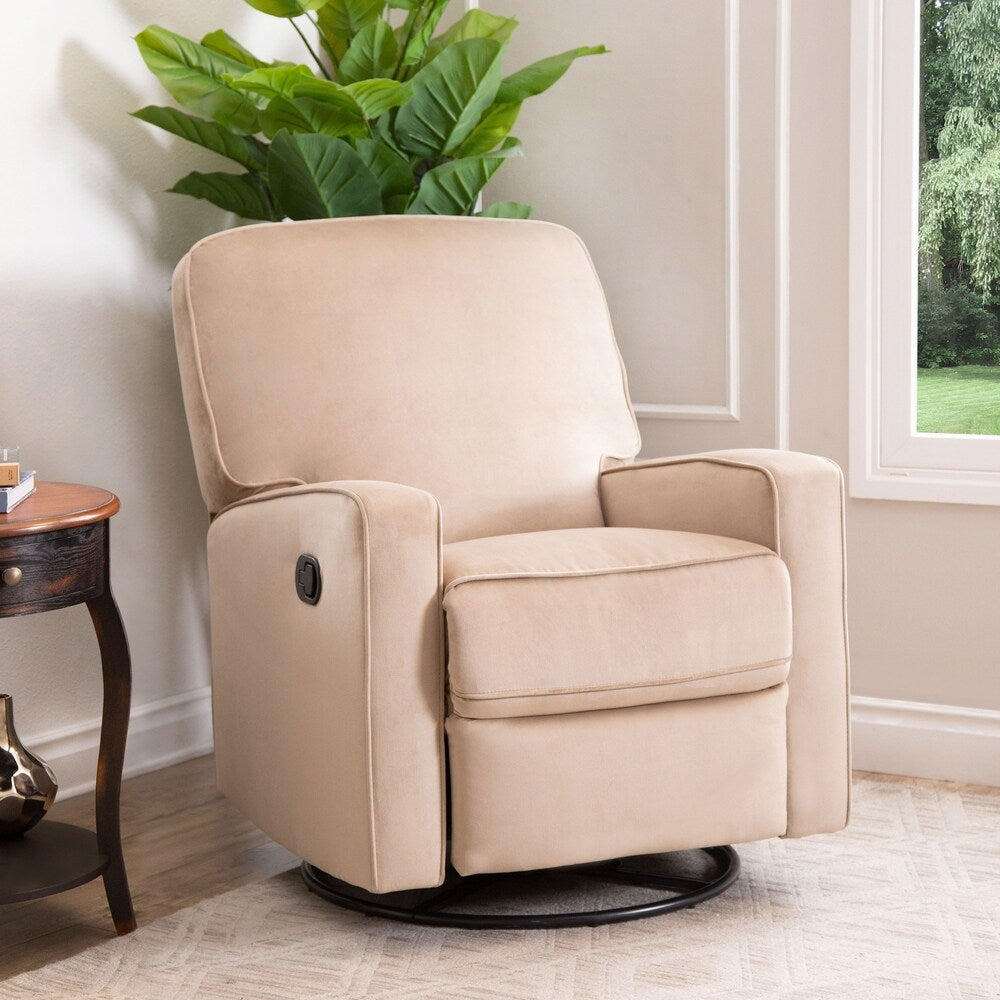 Abbyson Bella Beige Fabric Swivel Glider Recliner Chair Overstock