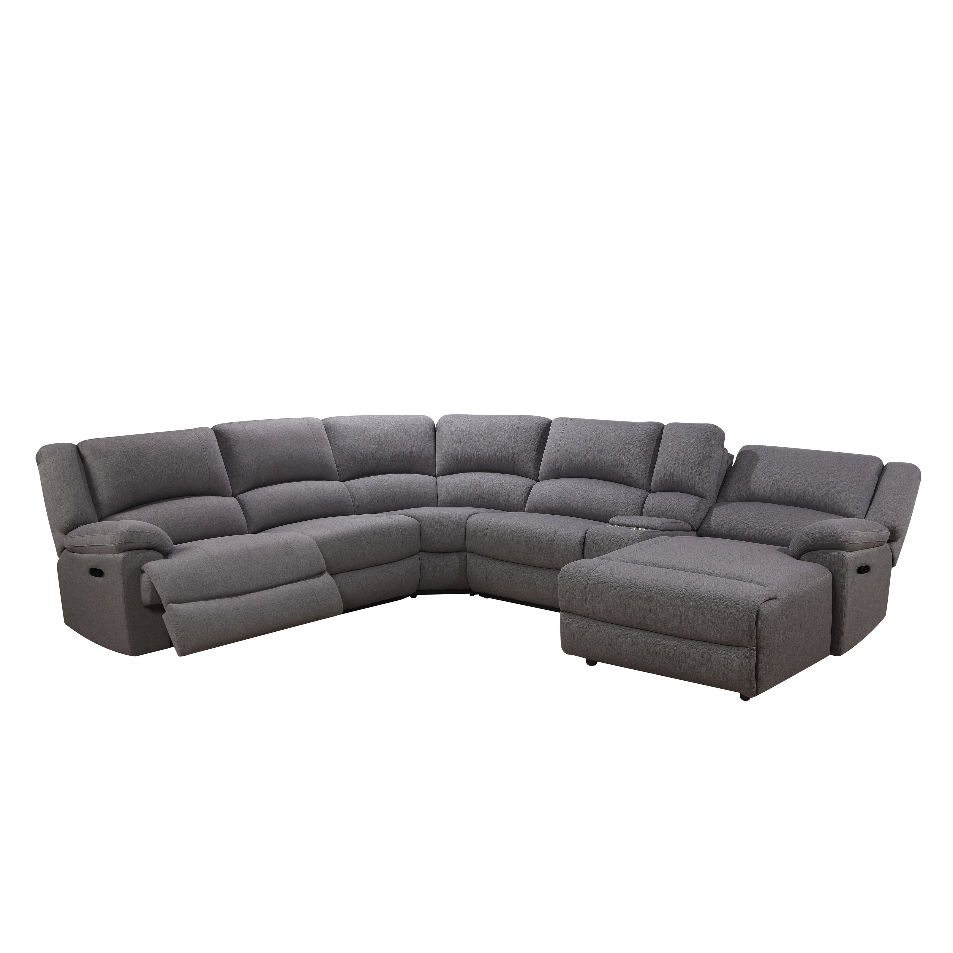 Abbyson Living Fletcher 6 PC Fabric Reclining Sectional Gray