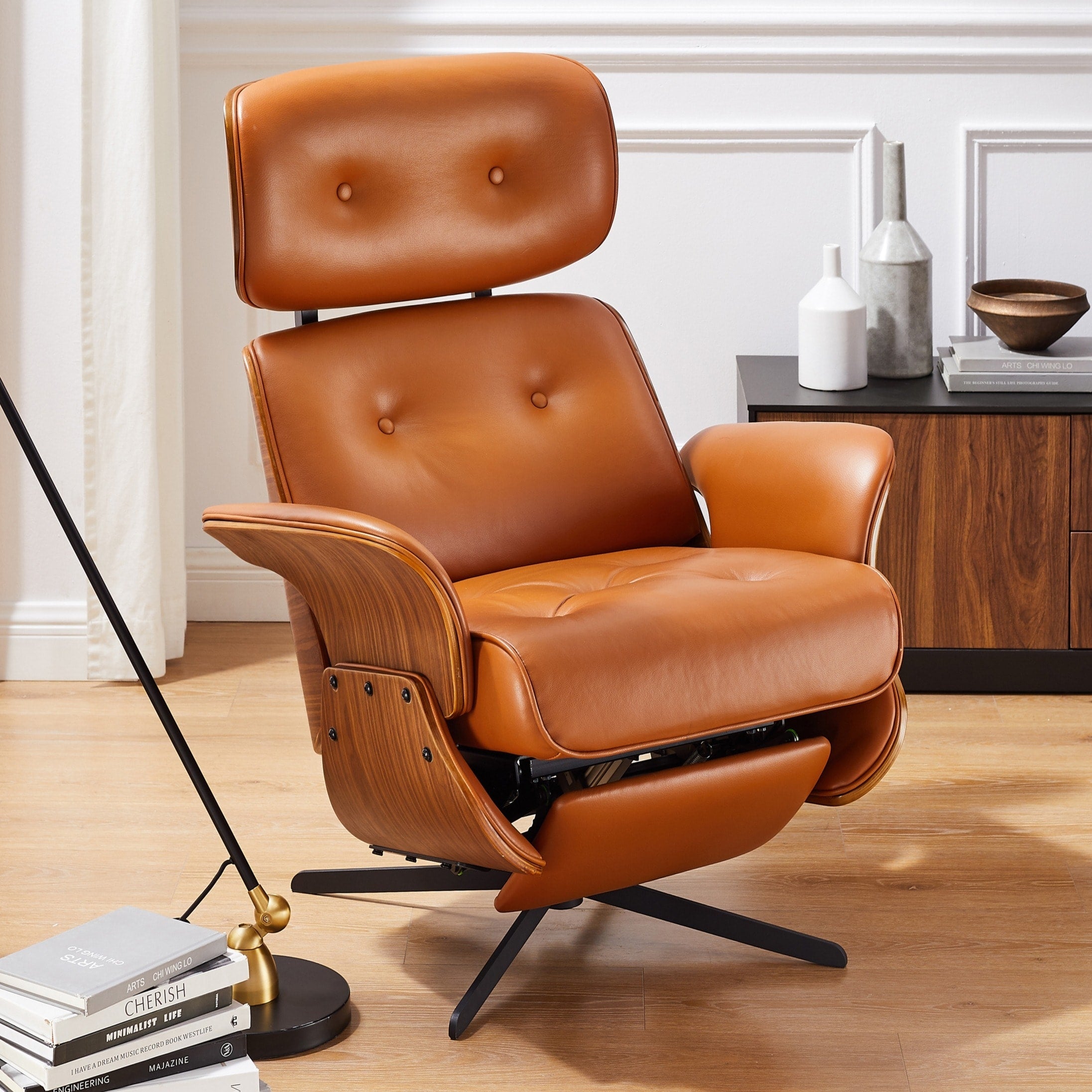 Art Leon Swivel Top Grain Leather Power Recliner Chair Overstock