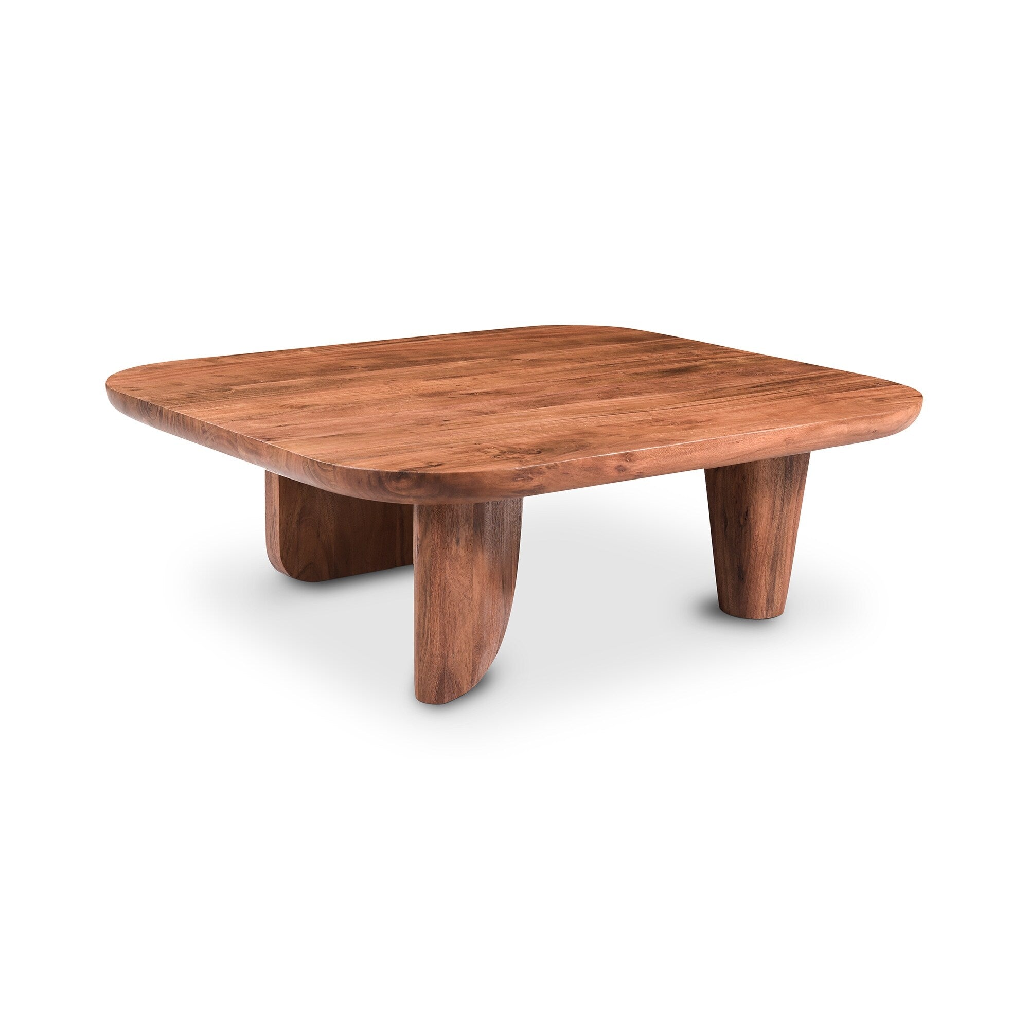 Aurelle Home Rustic Solid Acacia Wood Coffee Table Natural Large