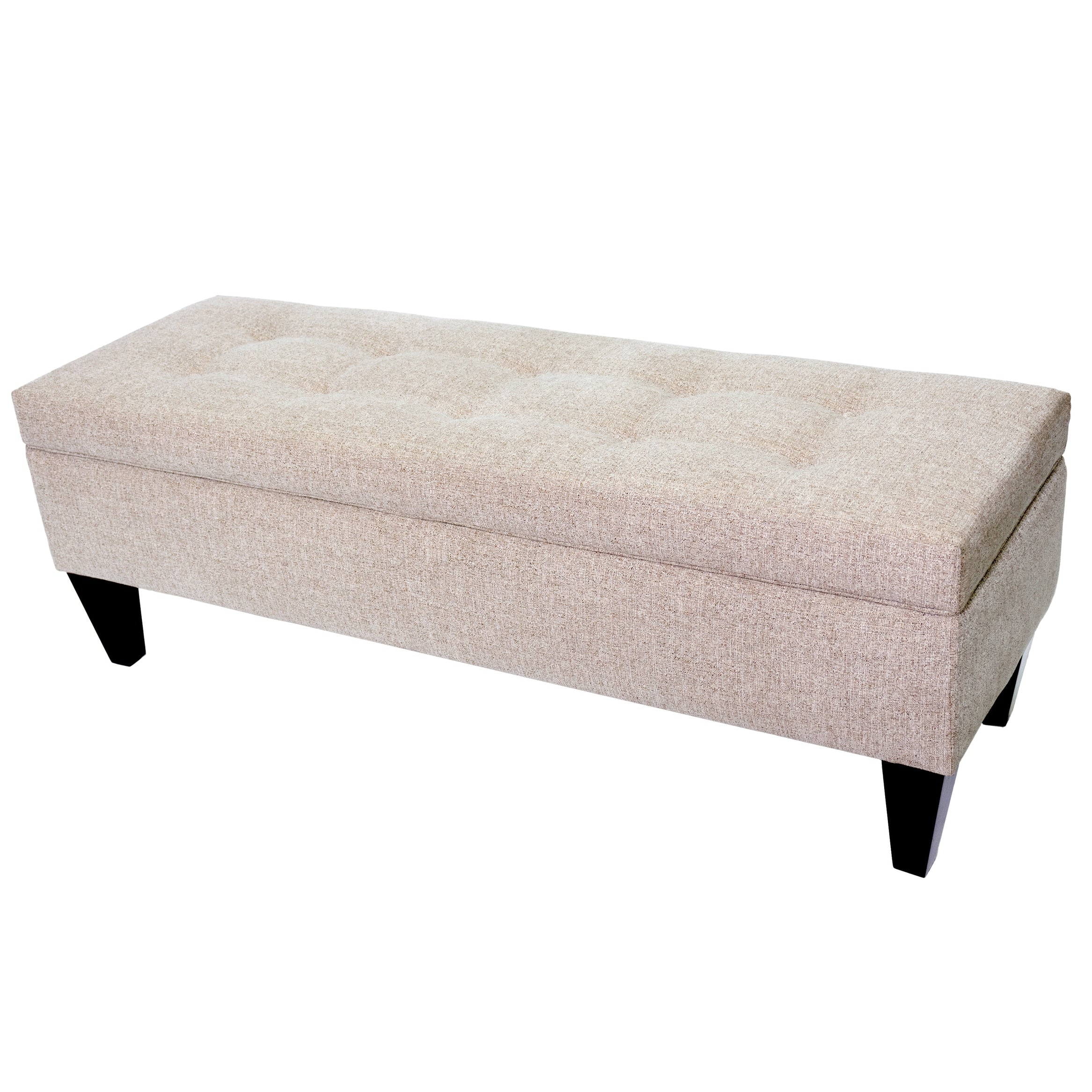 Brooke NOVA Fabric Wood Button tufted Long Storage Bench Overstock