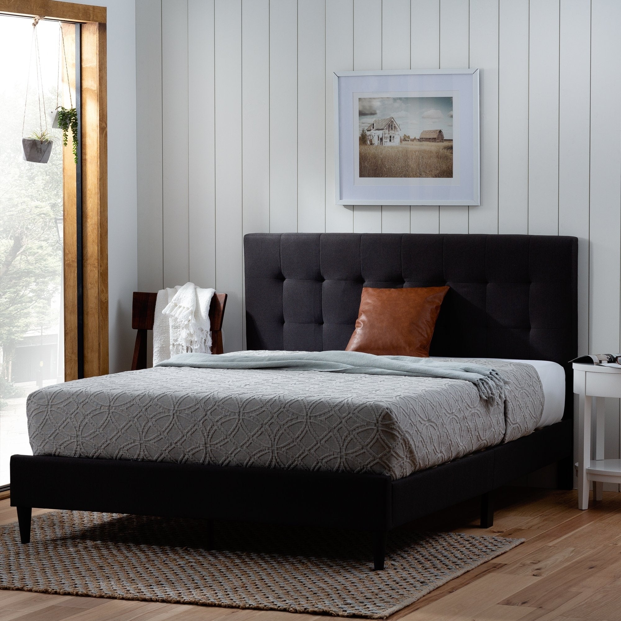 Square upholstered bed store