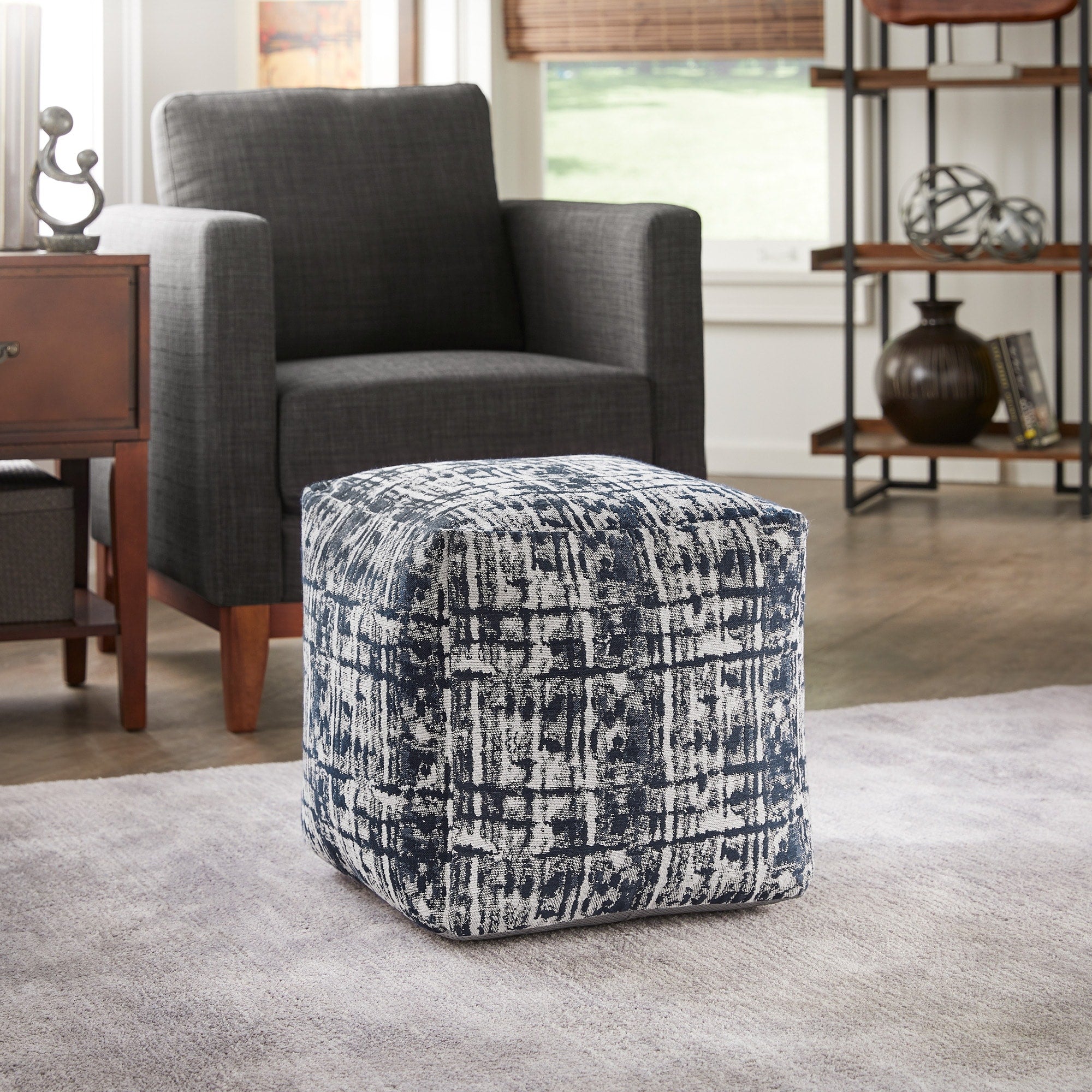 Brunico Upholstered Square Pouf Ottoman by iNSPIRE Q Bold