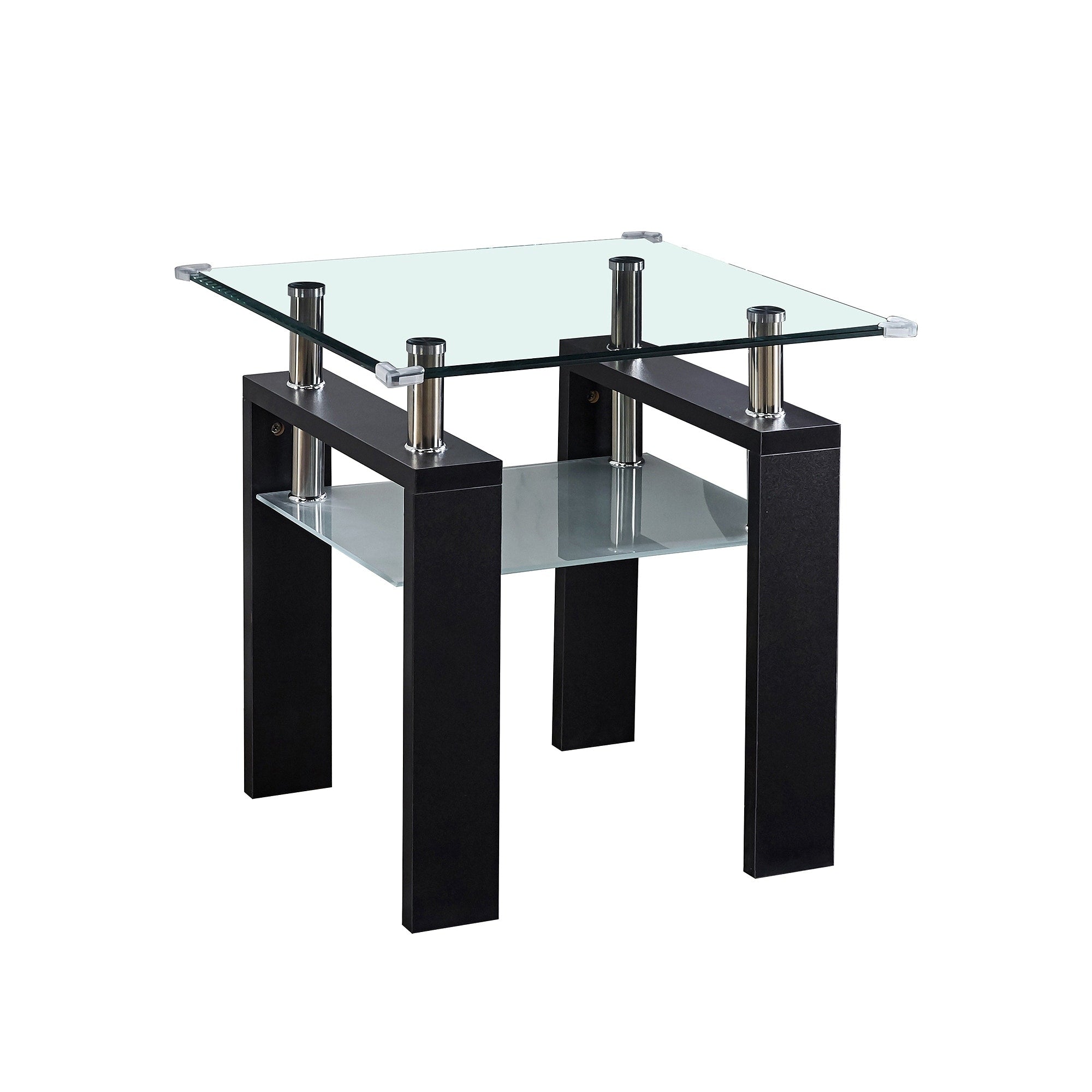 Clear Glass Top Side Table 24 x24 x24 End Table Modern Design For H