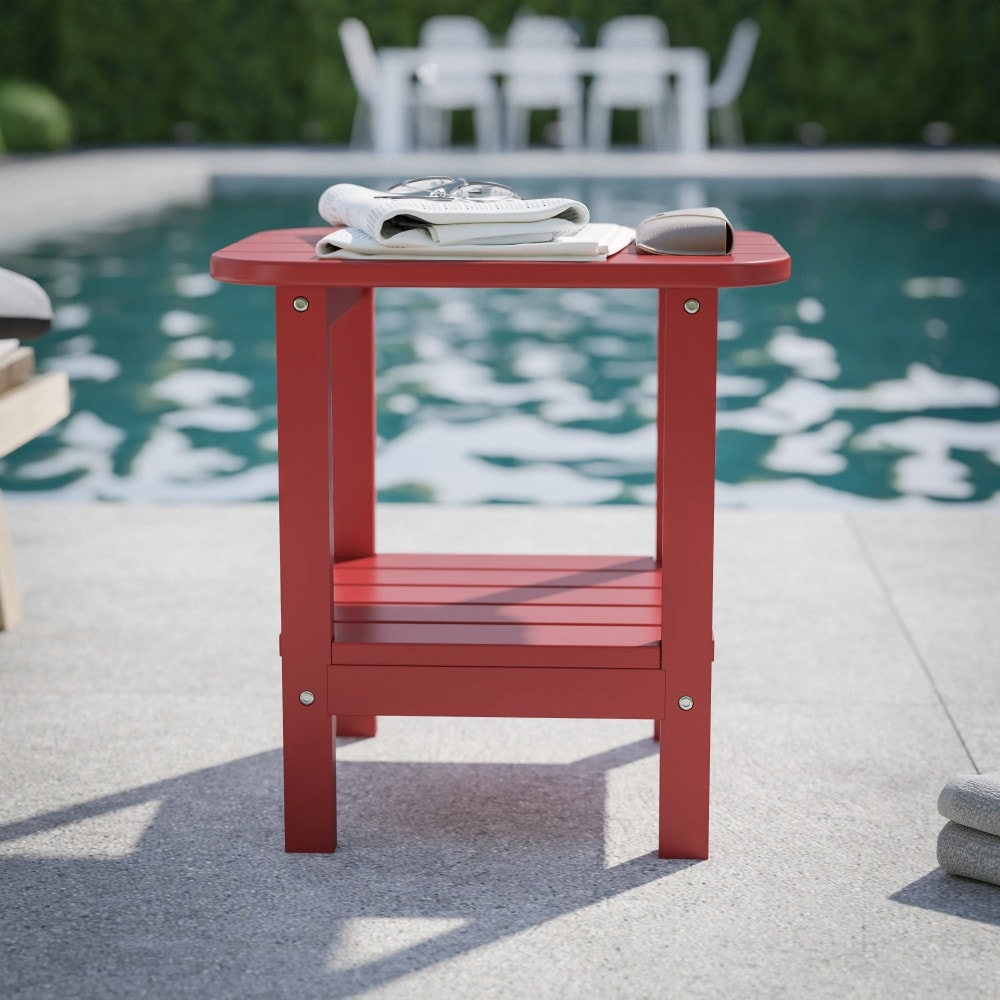 Commercial Grade All Weather Adirondack Style Patio Side Table Red