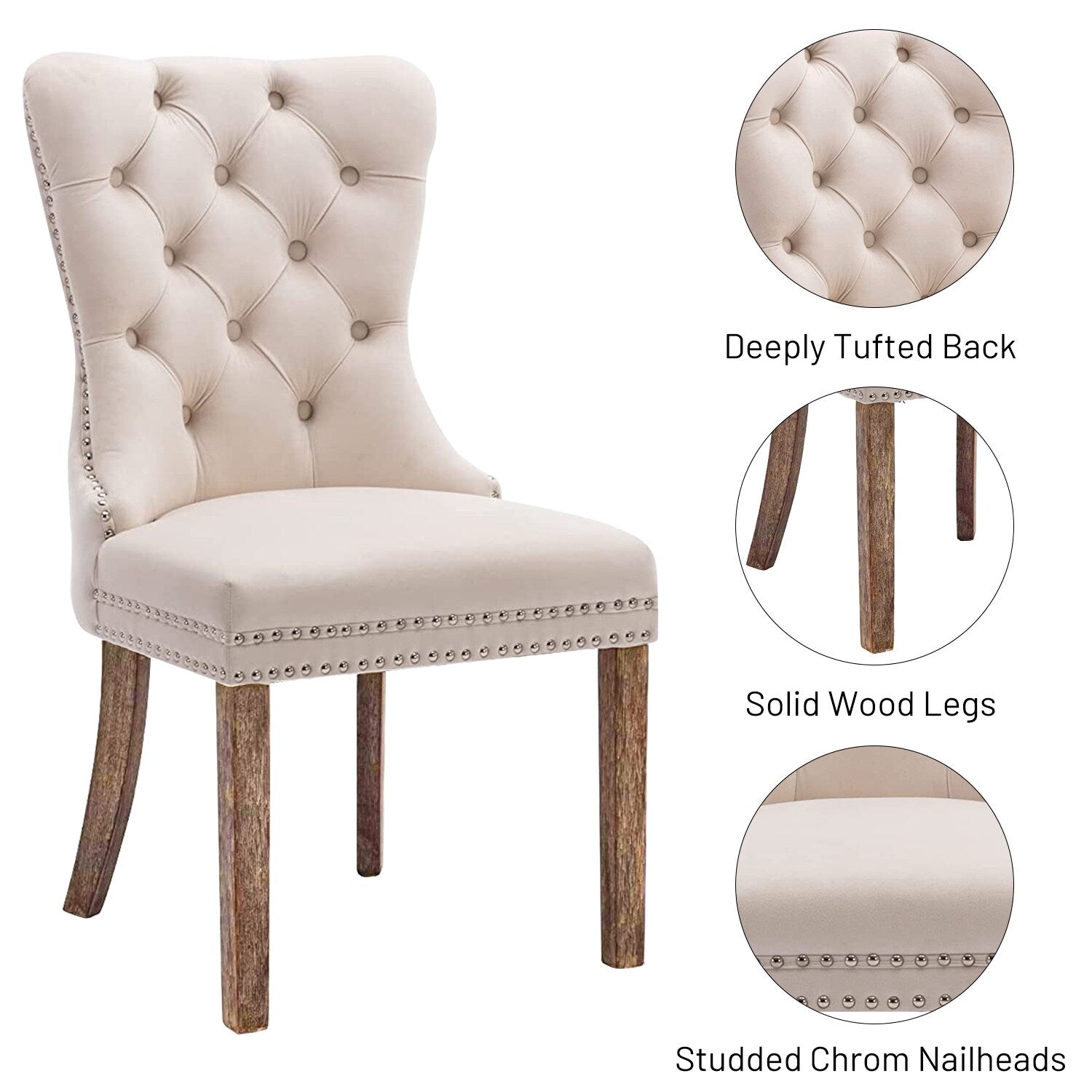Studded tufted chair with ring back store