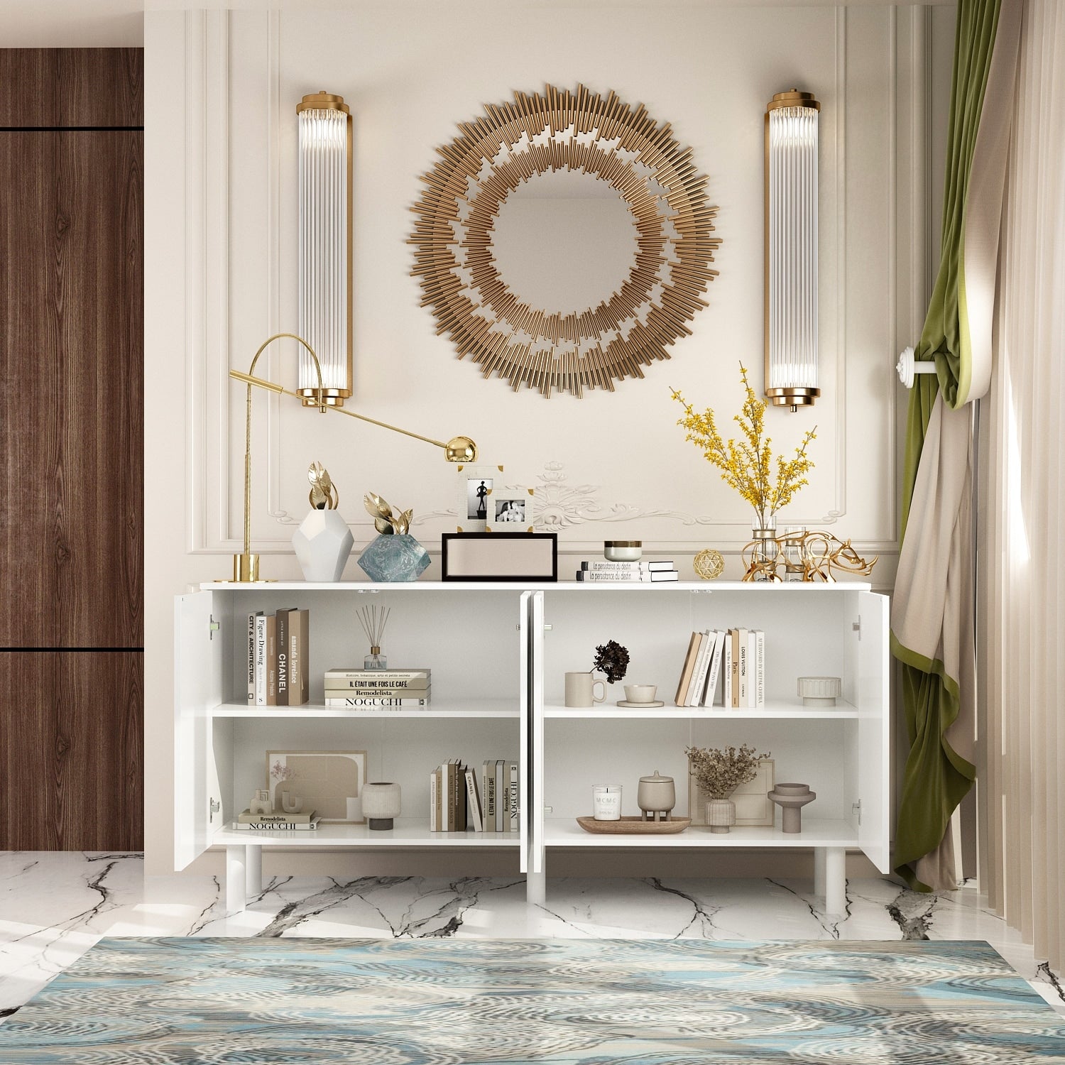 White accent console table store