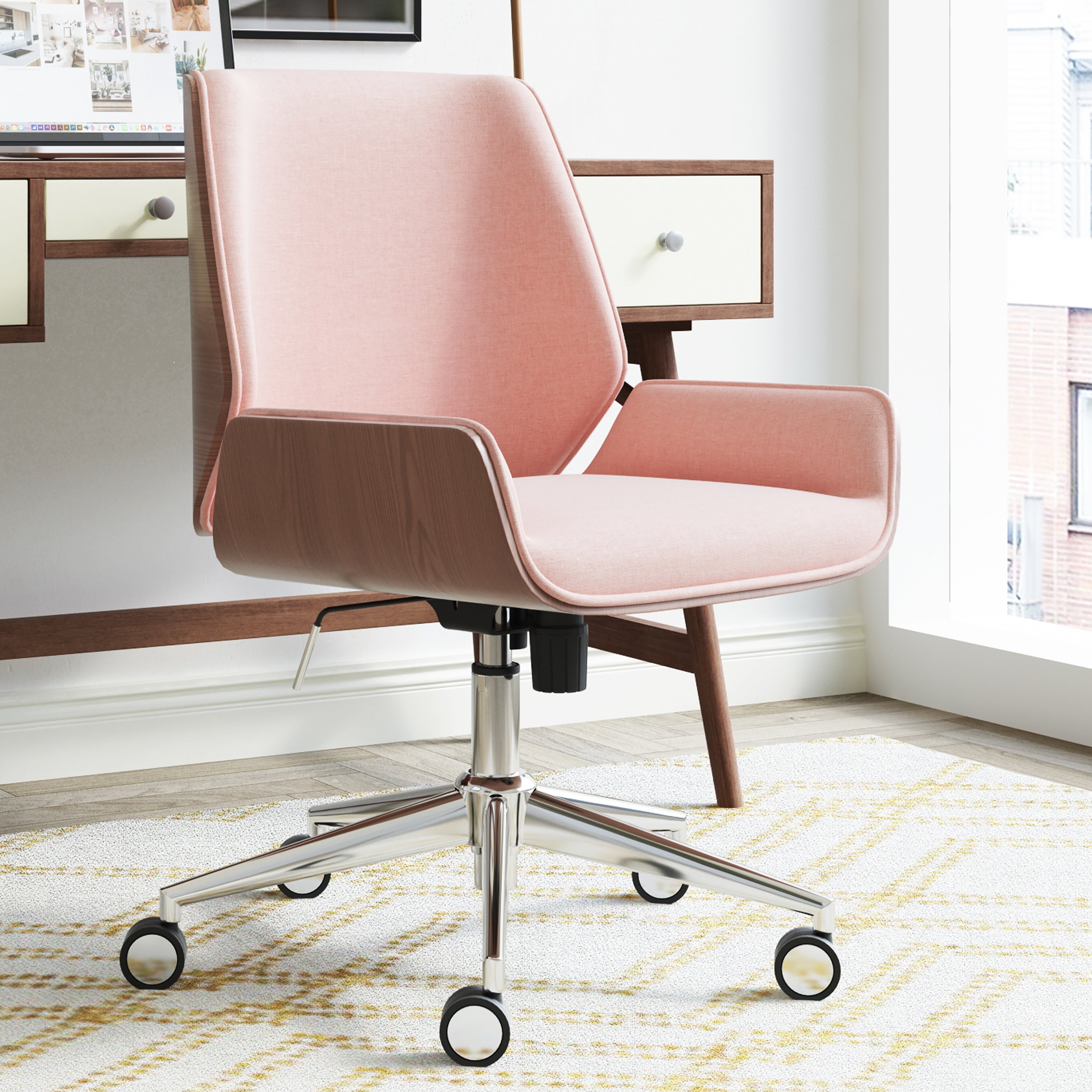 Elle Decor Ophelia Home Office Desk Chair Mid Century Modern Bentwood Overstock