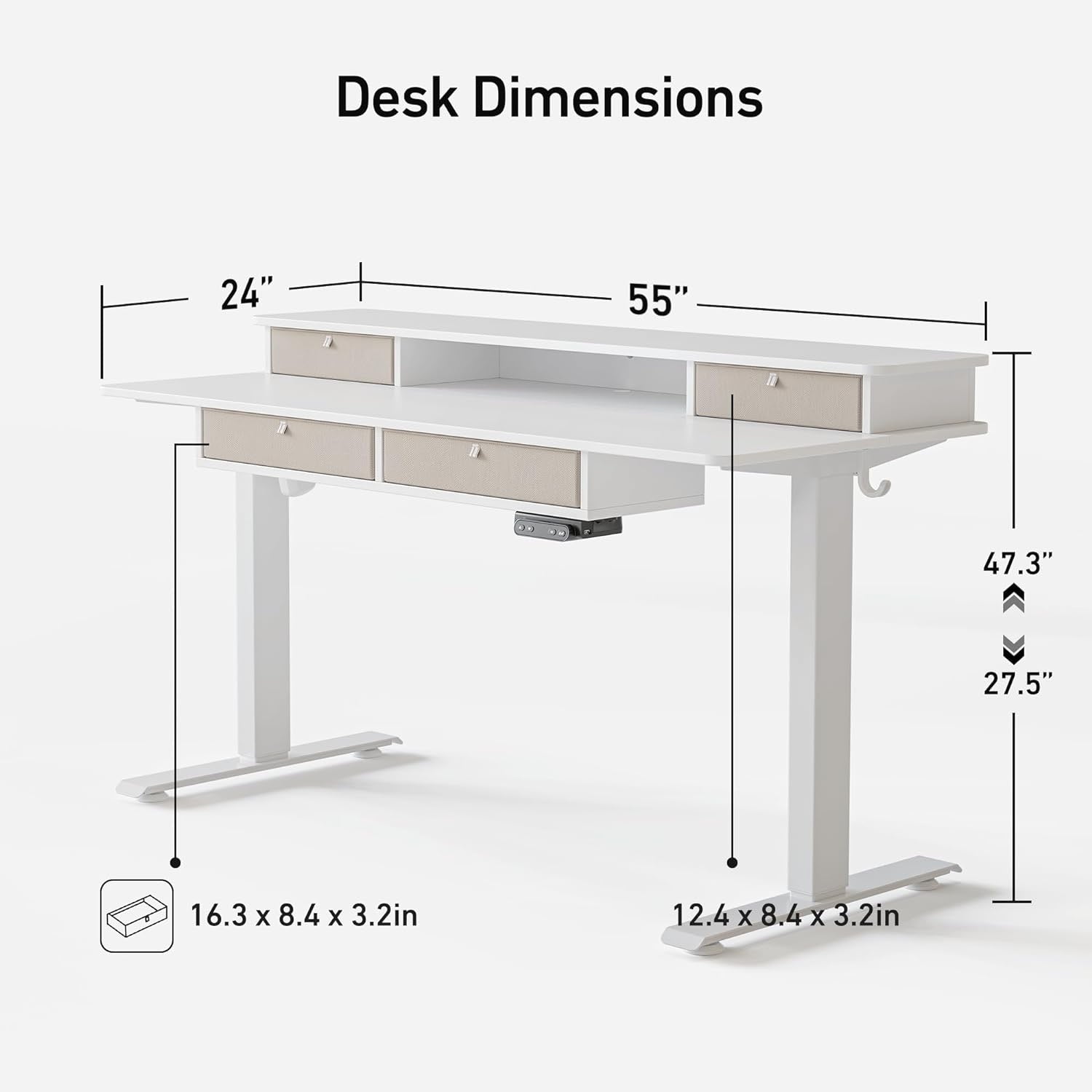 FEZIBO Sturdy Height Adjustable Electric Standing Desk with FEZIBO Sturdy Height Adjustable Electric Standing Desk with
