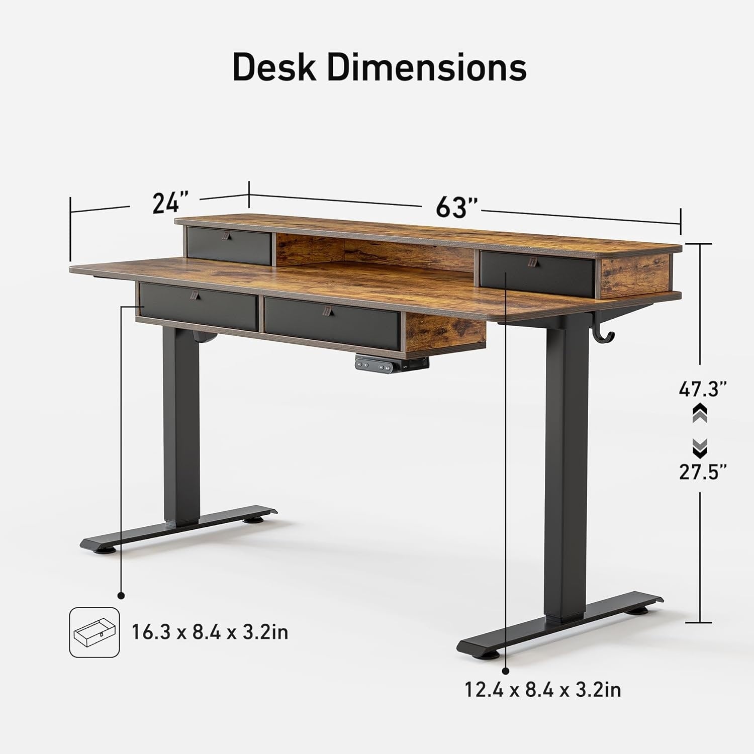 FEZIBO Sturdy Height Adjustable Electric Standing Desk with FEZIBO Sturdy Height Adjustable Electric Standing Desk with