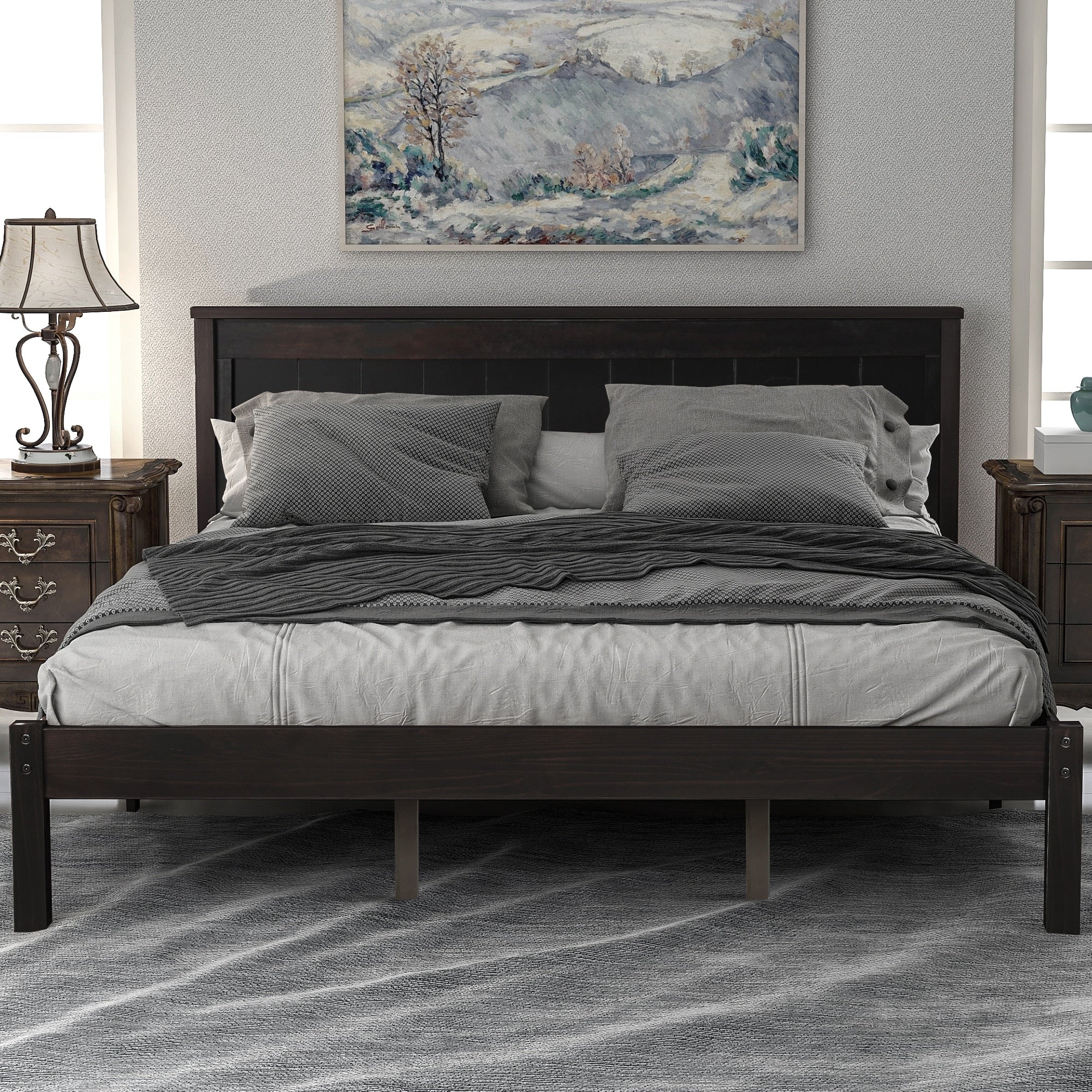 Queen platform bed no box spring store