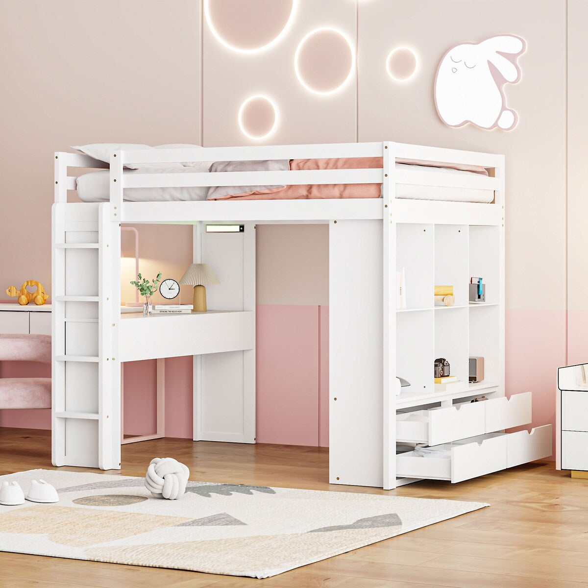 Bed with desk cheap store