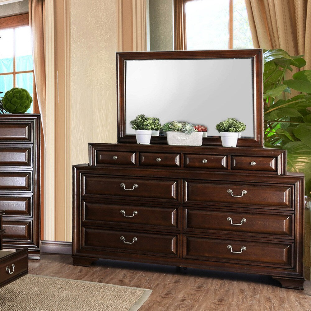 Oslo Traditional 2 piece 10 Drawer Dresser and Mirror Set by Furniture of America