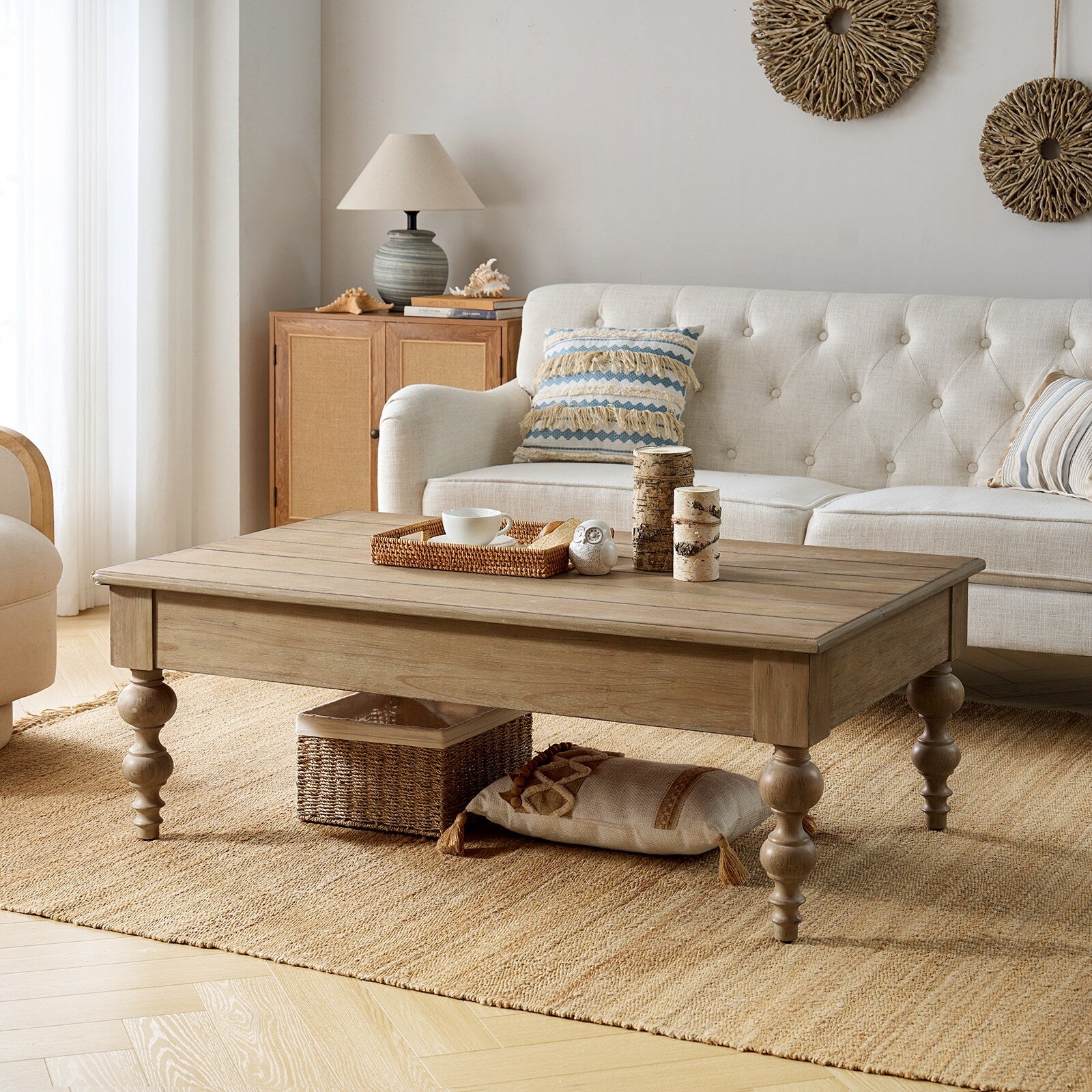 Gaston Traditional Rectangular Coffee Table with Storage Shelf by HULALA HOME