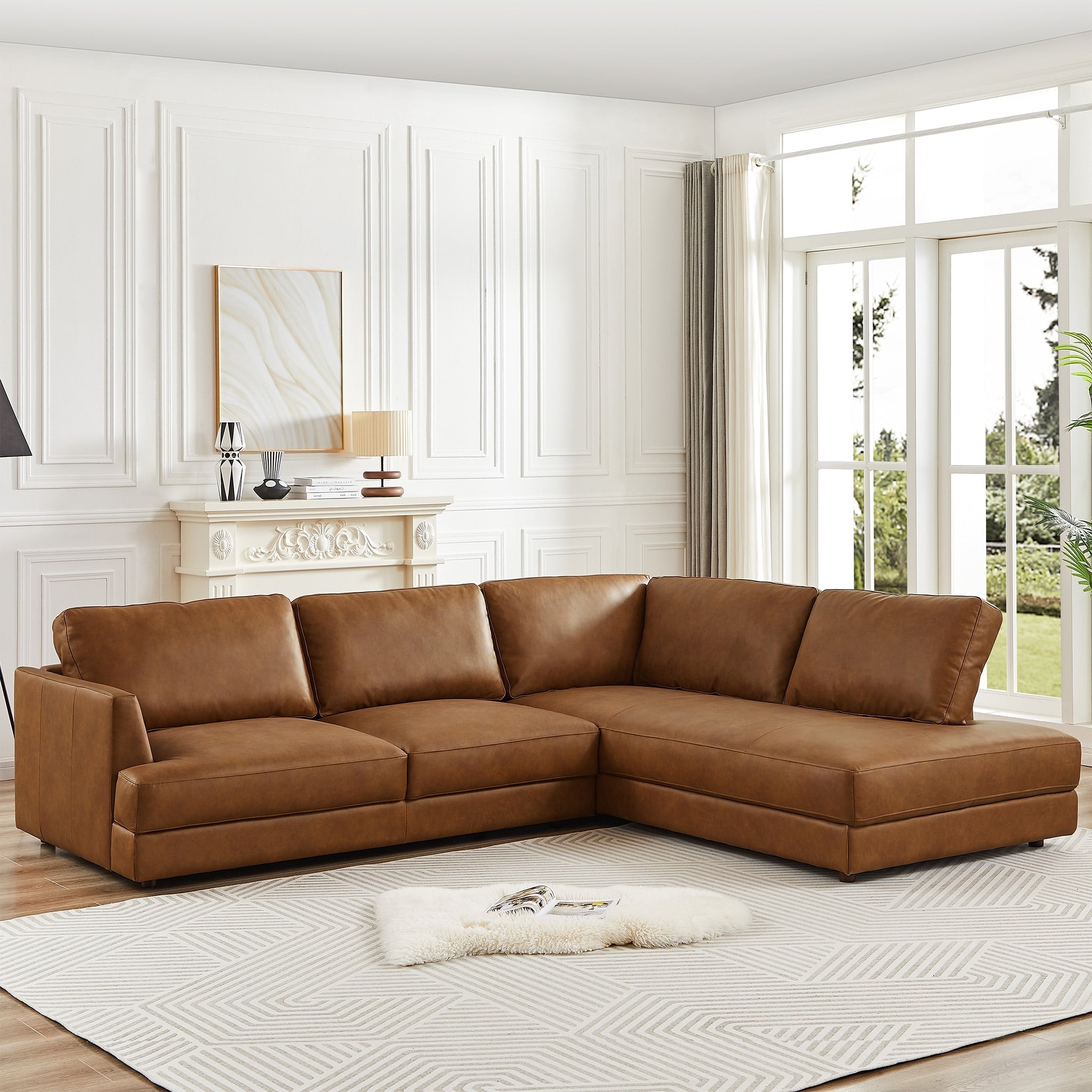 Mid century leather sectional sofa store
