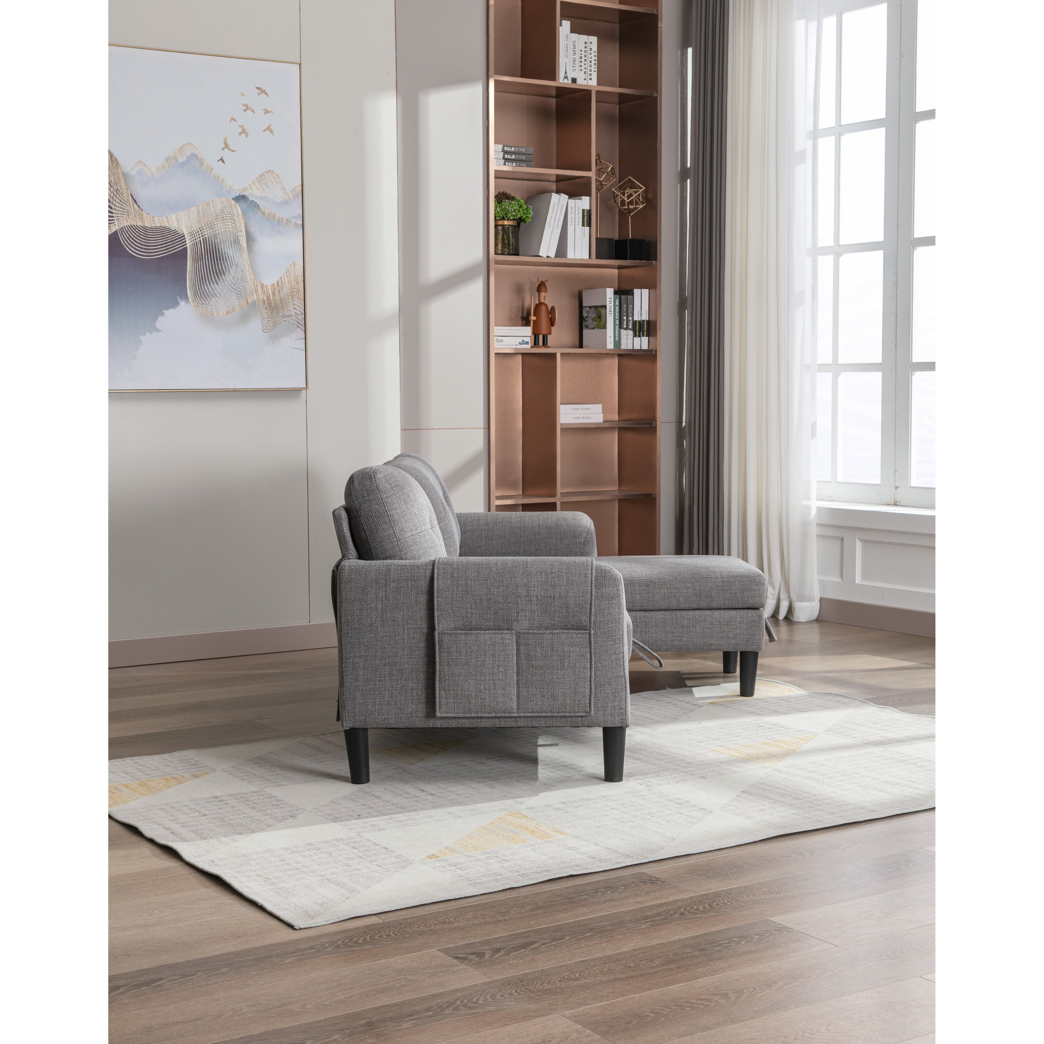 Gray Sectional Sofa Sleeper Couch with Storage Chaise Pull Out Bed Overstock