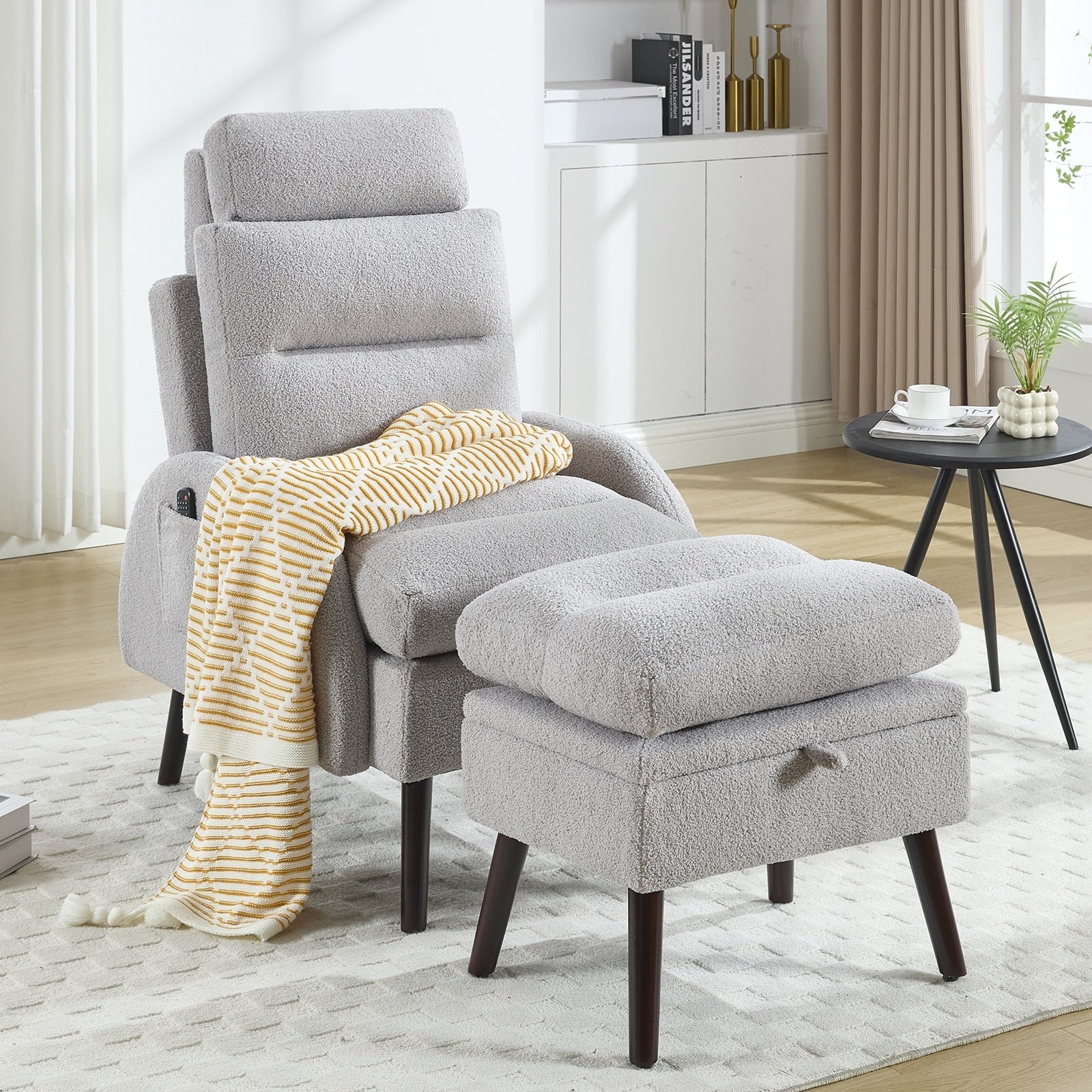 HOMYKA Accent Lounge Chair with Adjustable Backrest Storage Ottoman Overstock