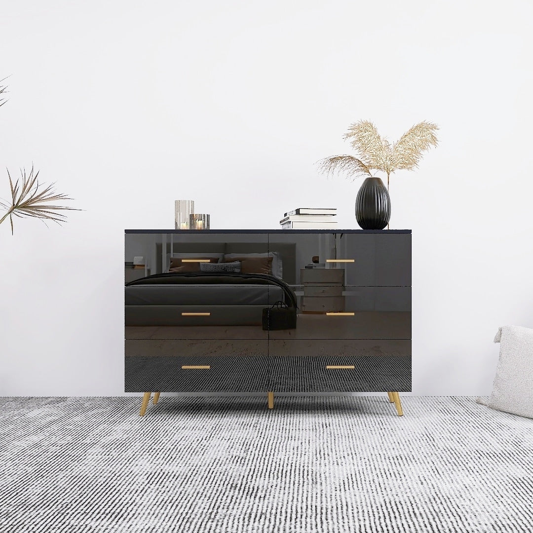 Black gloss bedroom drawers store