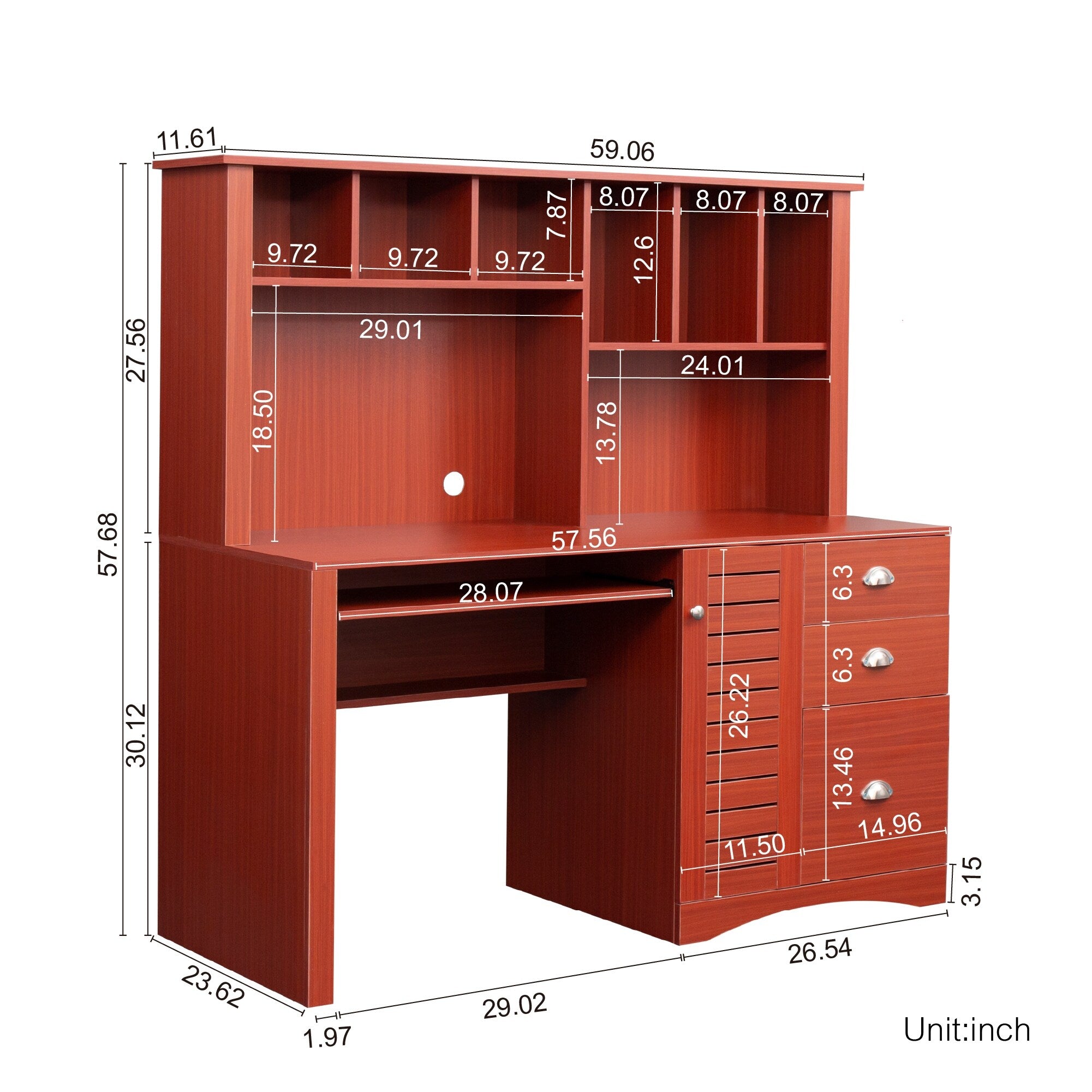 Home Office Computer Desk with Hutch