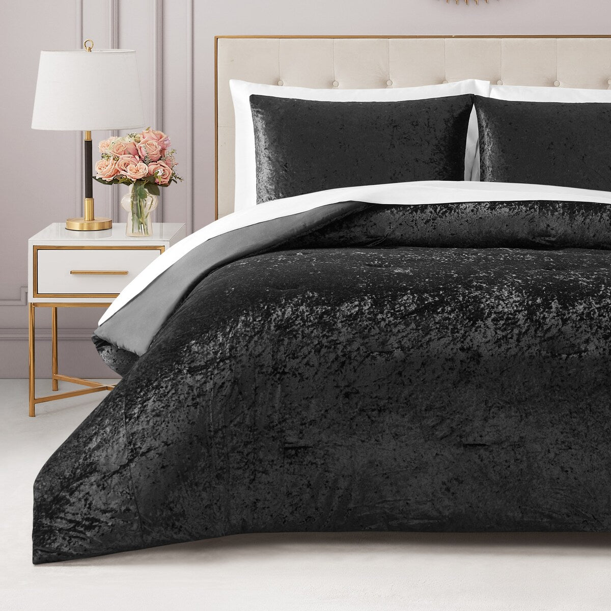 Queen size crushed velvet bed store
