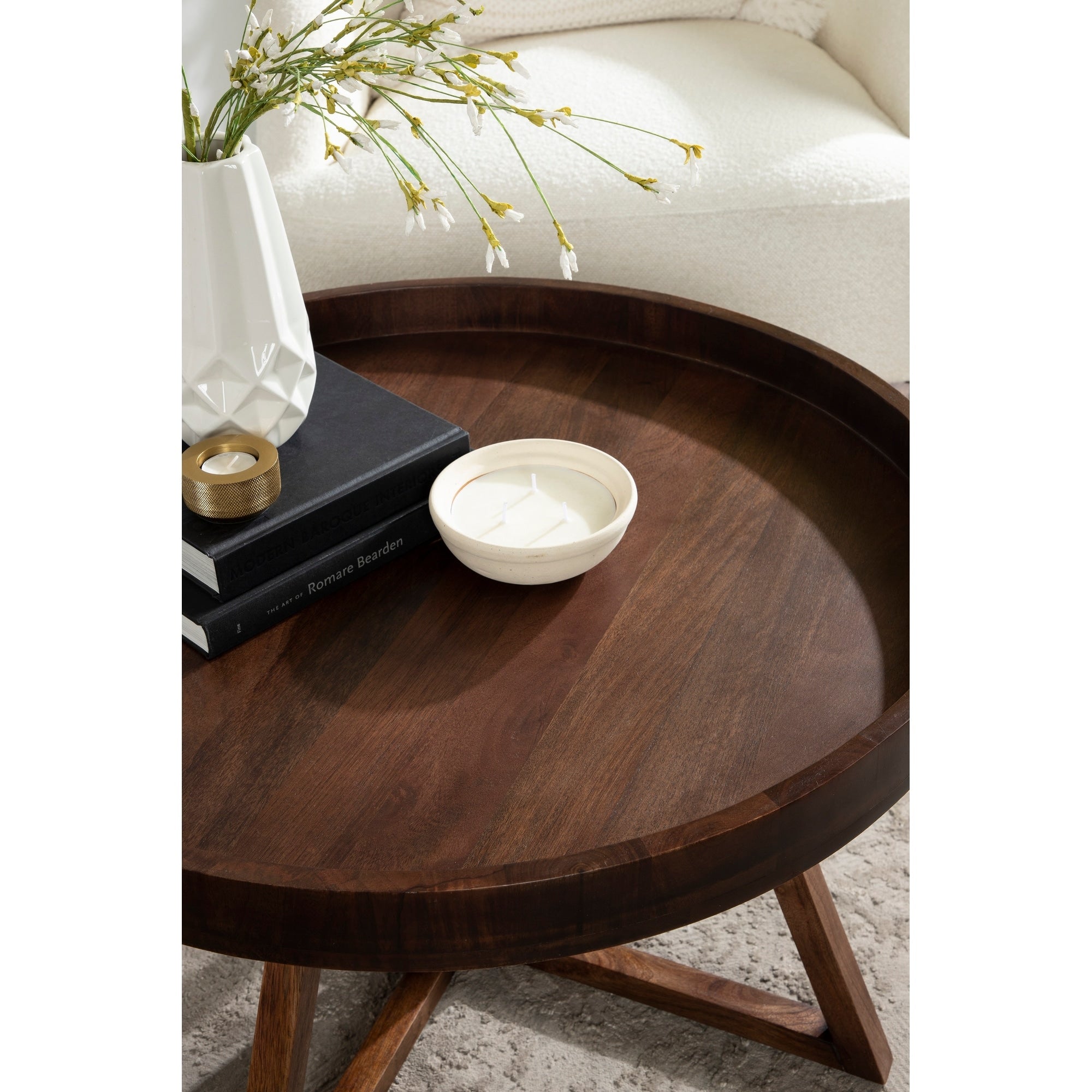 Kate and Laurel Avery Round Wood Coffee Table 30x30x18 Walnut Brown