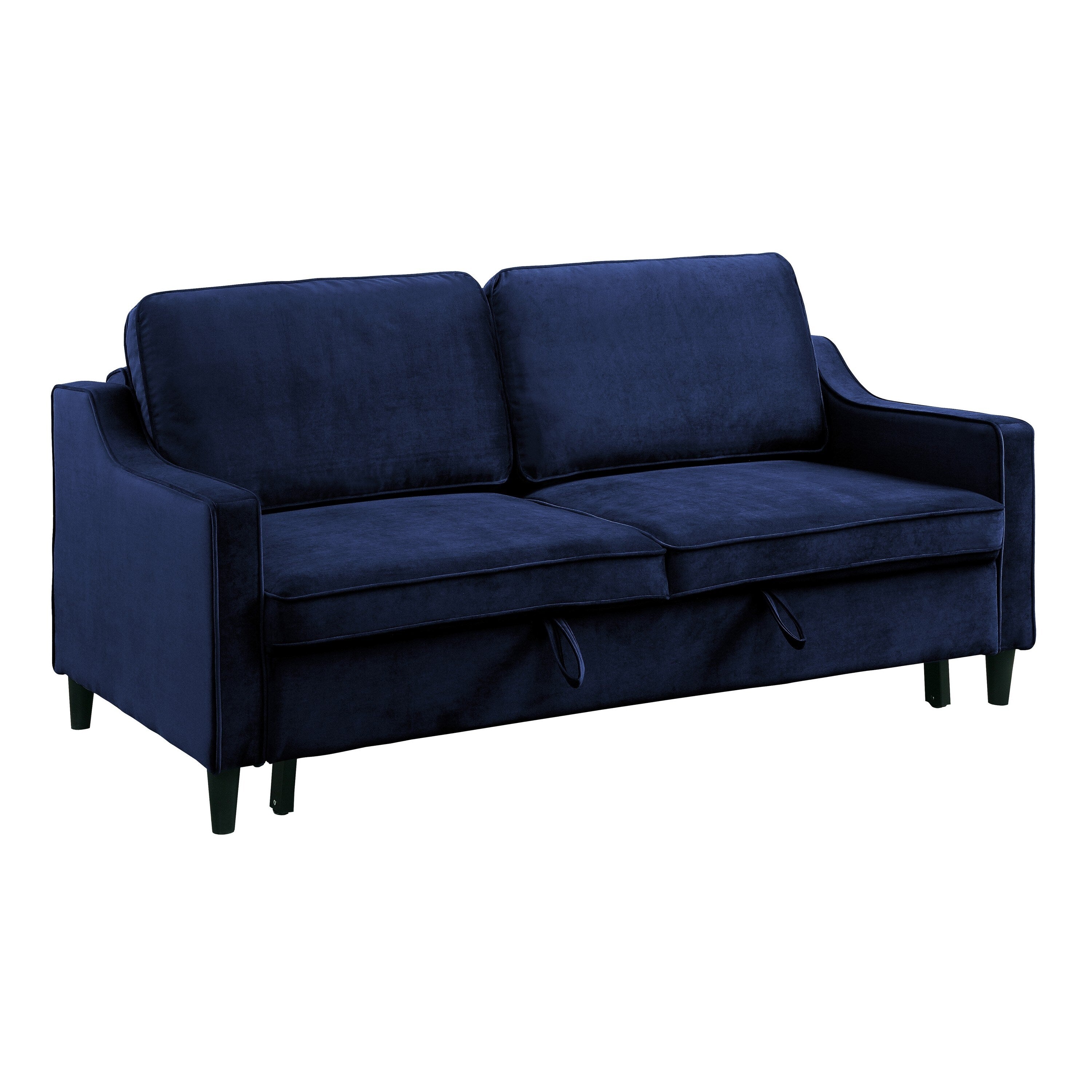 Katy 72 Inch Sleeper Sofa Convertible Pull Out Bed Solid Wood Blue V