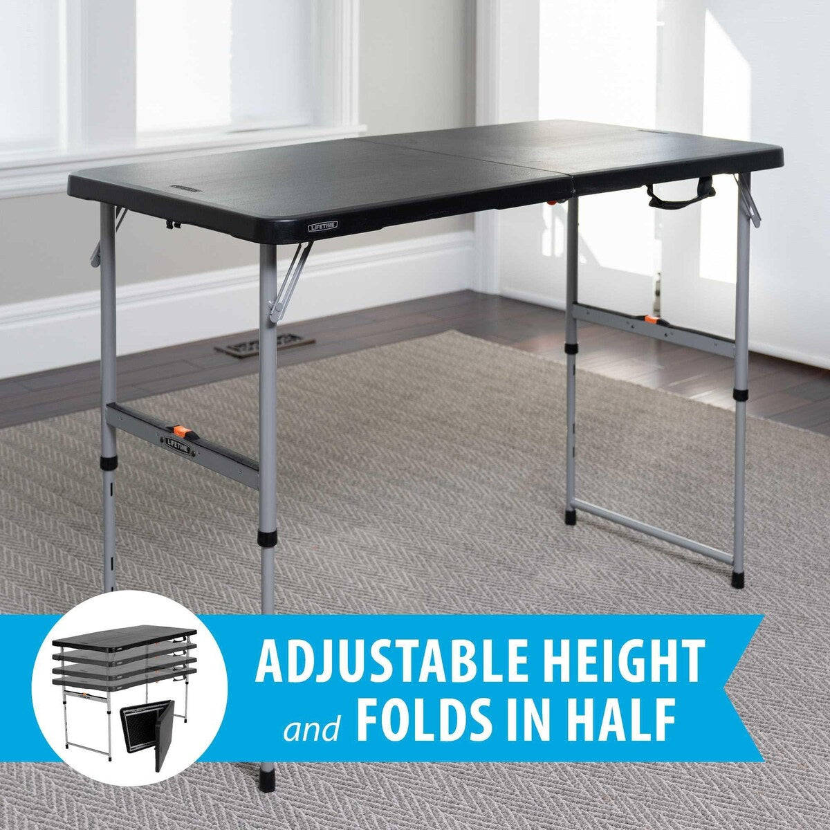 Lifetime Light Commercial 4 Foot Fold in Half Adjustable Table 80869