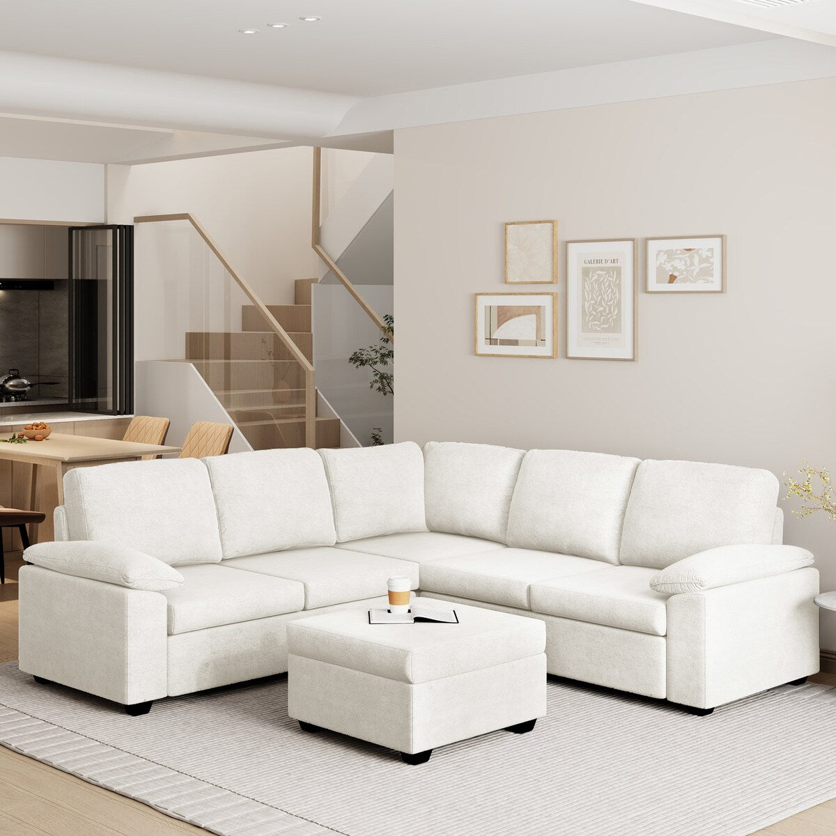 Living Room U Shaped Upholstered Corner Couch L Shaped Sectional Sofa