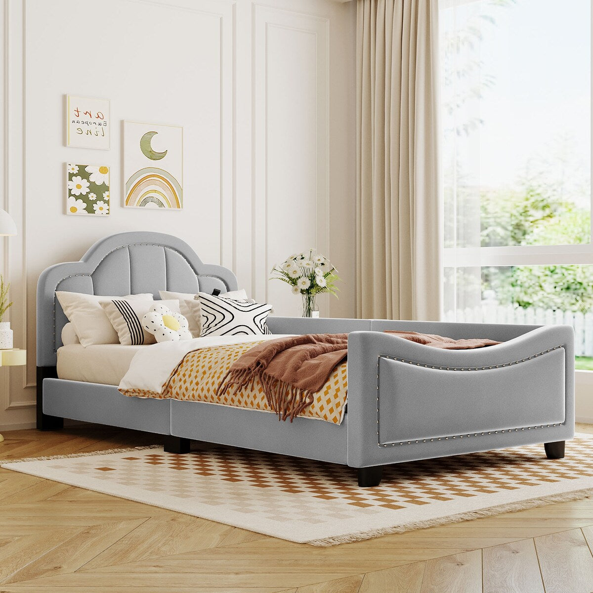 Low Profile Platform Bed Grounded Bed in Velvet Frame Overstock