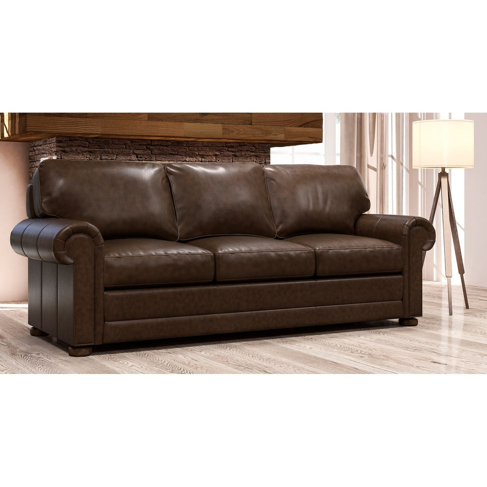 Silver lake garnet top grain leather queen sofa sleeper store