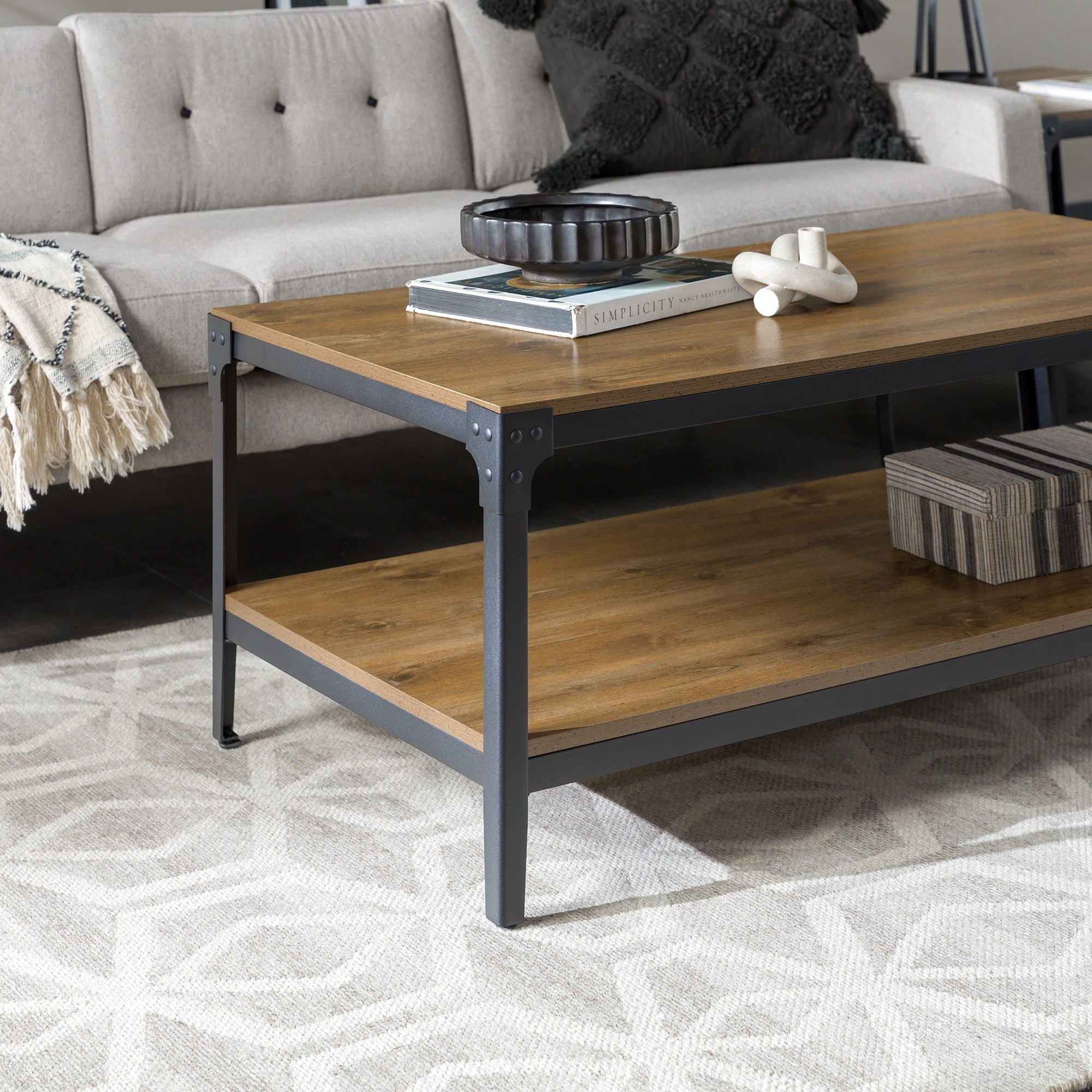 Middlebrook Designs Witten 46 inch Angle Iron Coffee Table Barnwood