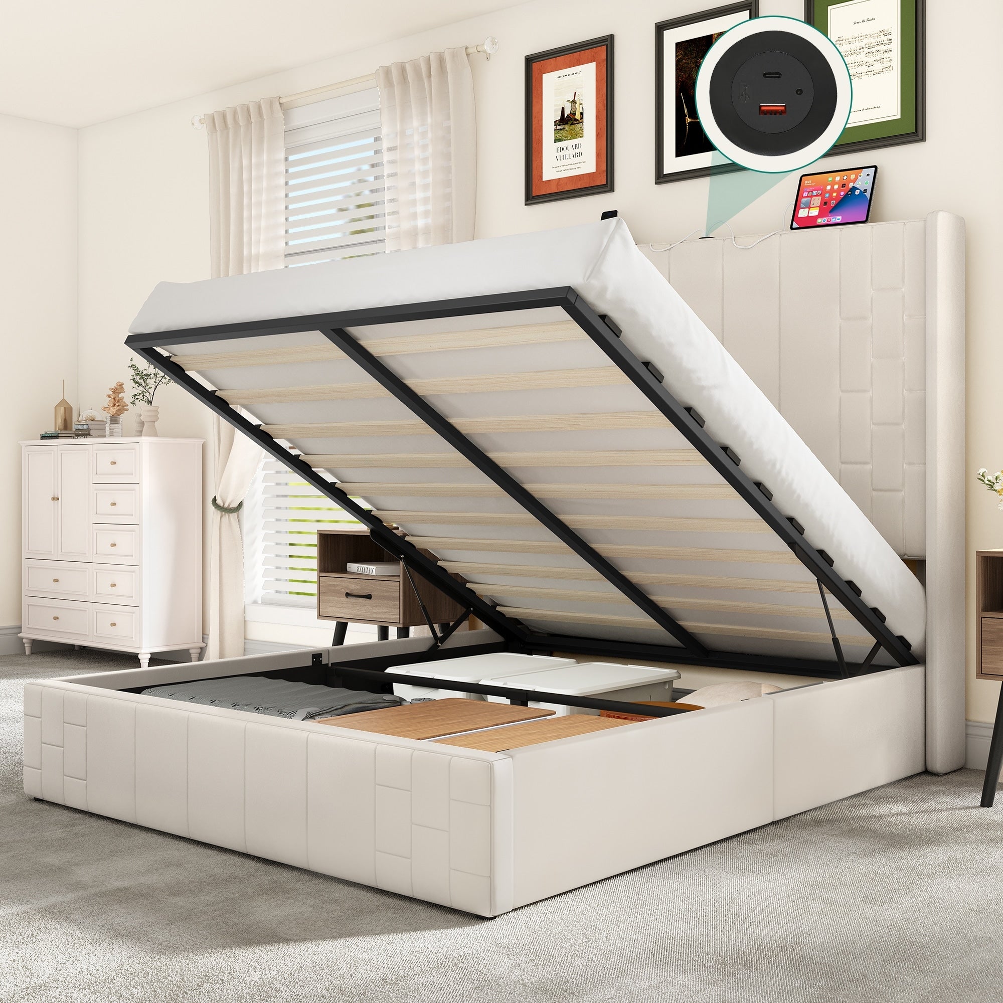 Lift up storage bed base store