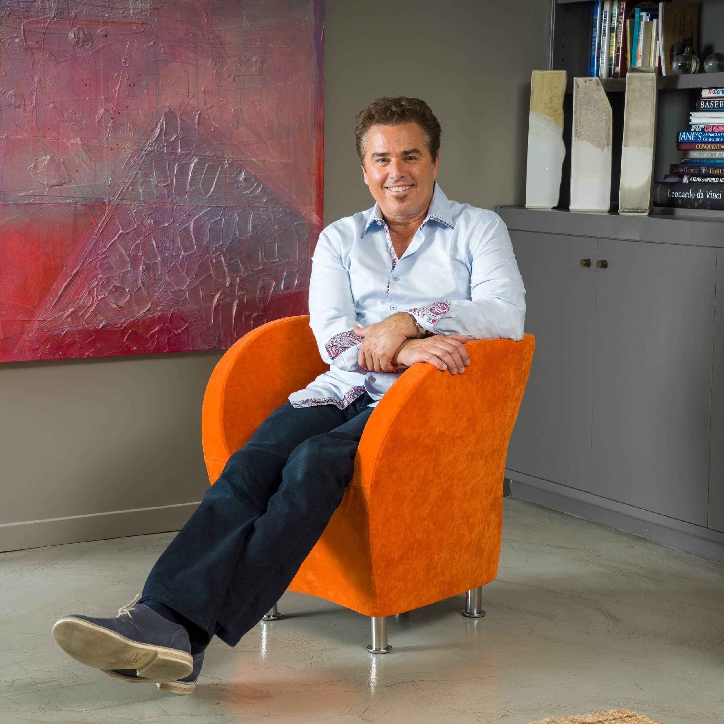 Modern Orange Microfiber Accent Chair by Christopher Knight Home