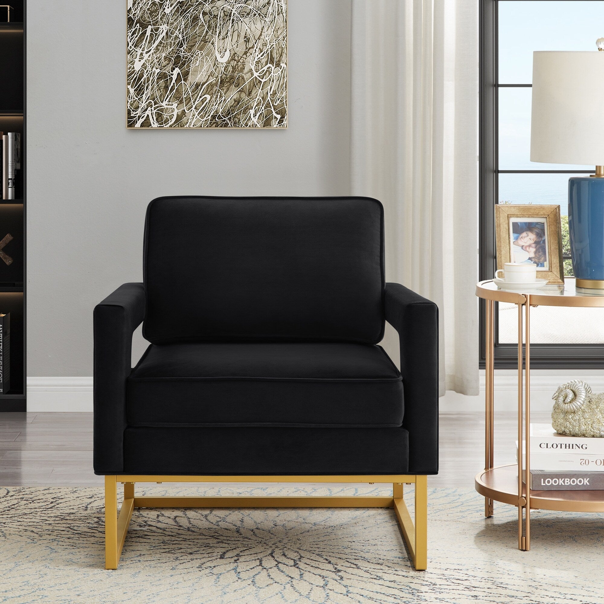 Black gold accent chair store