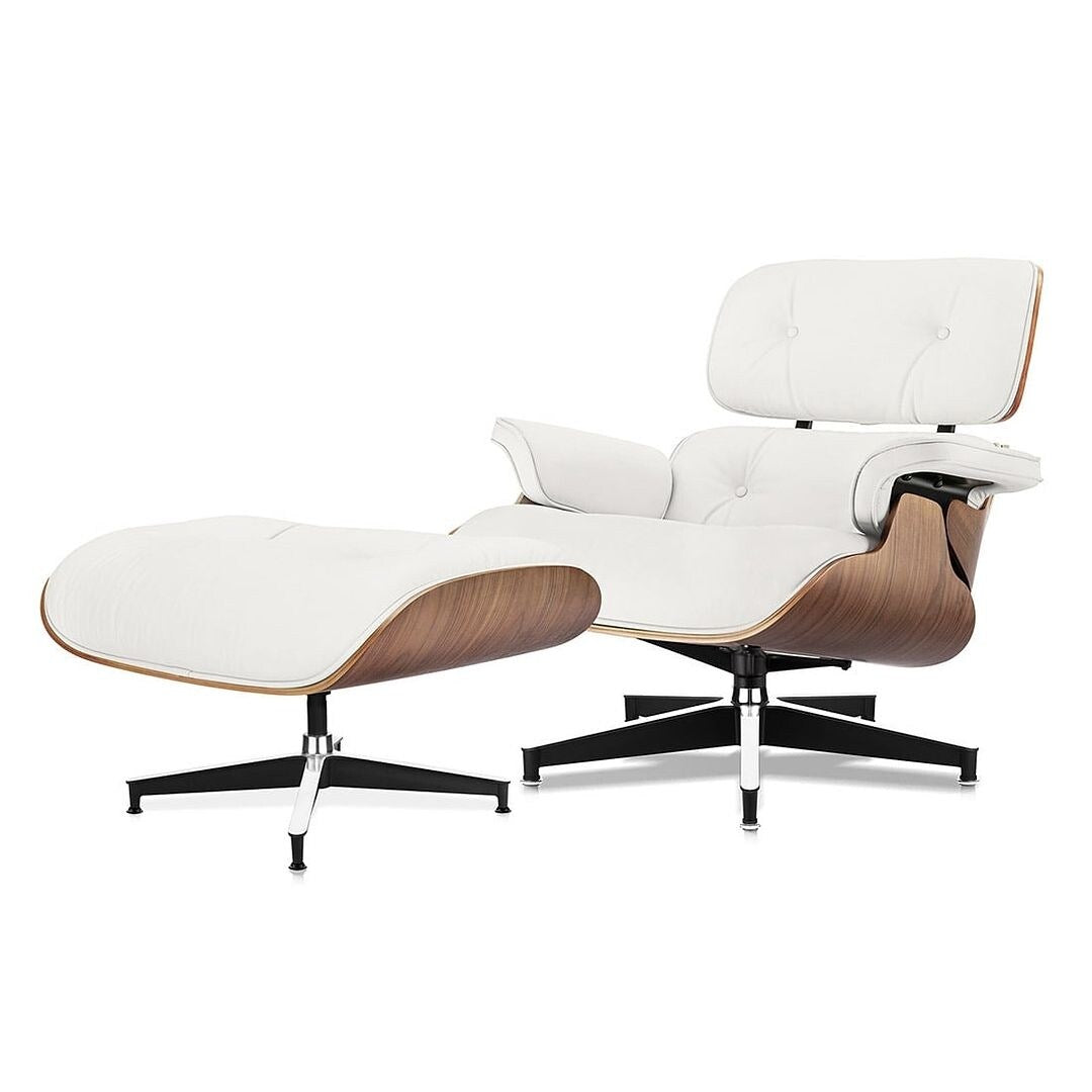 Momei Mid Century Genuine Leather Lounge Chair with Ottoman Overstock