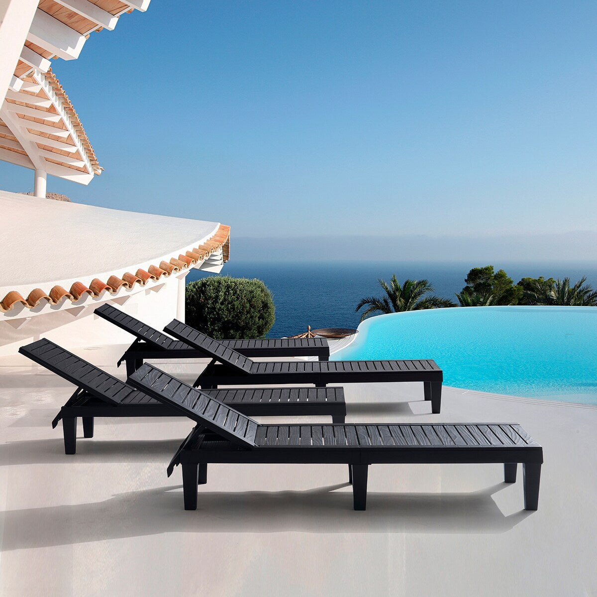 Nestl Waterproof Lightweight and Adjustable Outdoor Chaise Lounge Chairs for Patio and Poolside 74.5 x 22.8 x 11.2