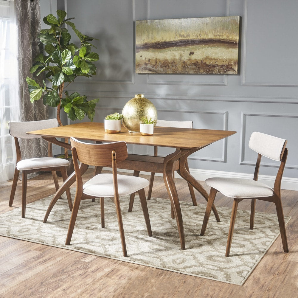 Nissie Mid Century 5 piece Wood Rectangle Dining Set by Christopher Kn Overstock