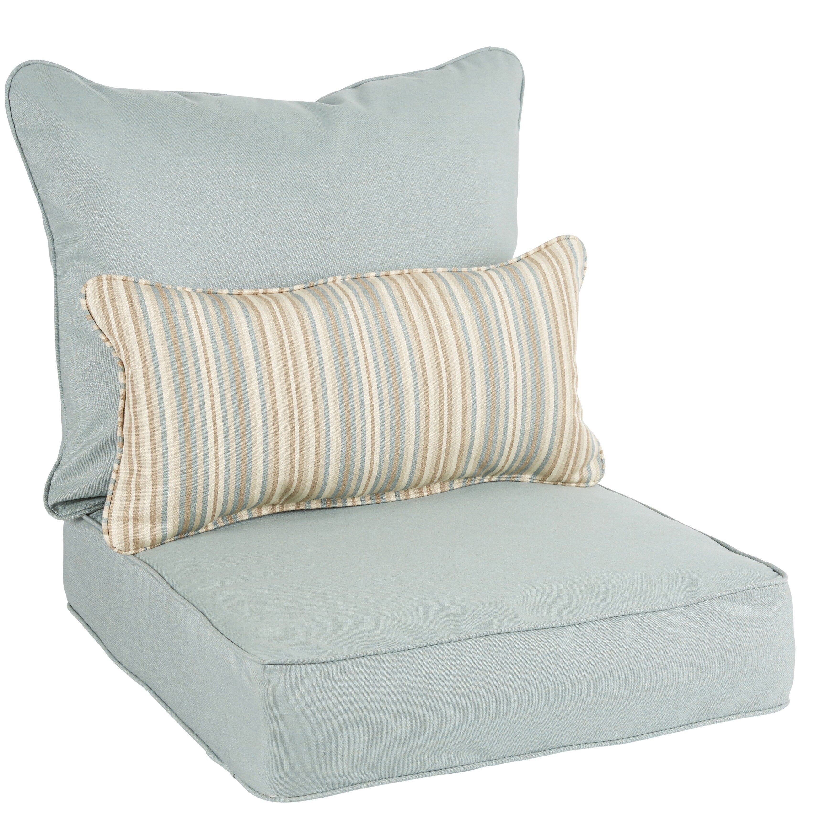 Oakley Sunbrella Solid Indoor Outdoor Corded Pillow and Chair Cushion Set