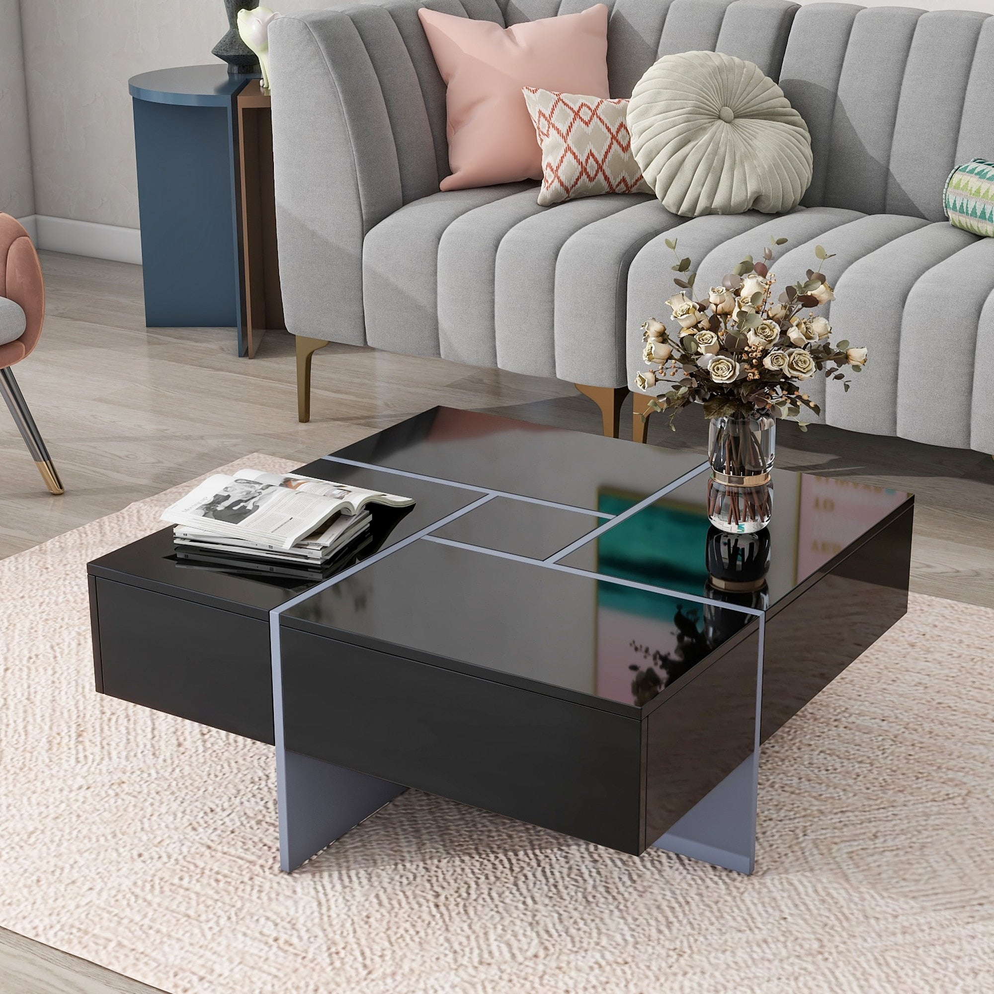On Trend Modern Design Coffee Table with Hidden Storage 31.50 x 31.5