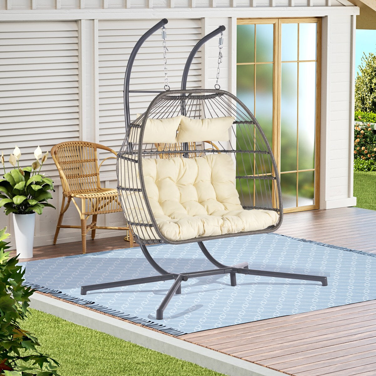 Double rattan hanging chair store